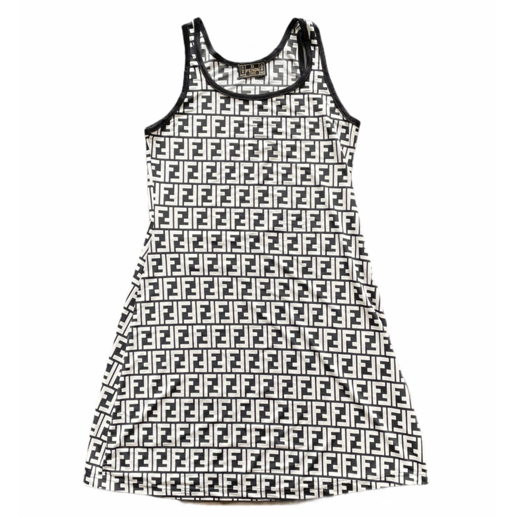 Fendi Monogram A Line Mini Dress in Black and White – Nitryl