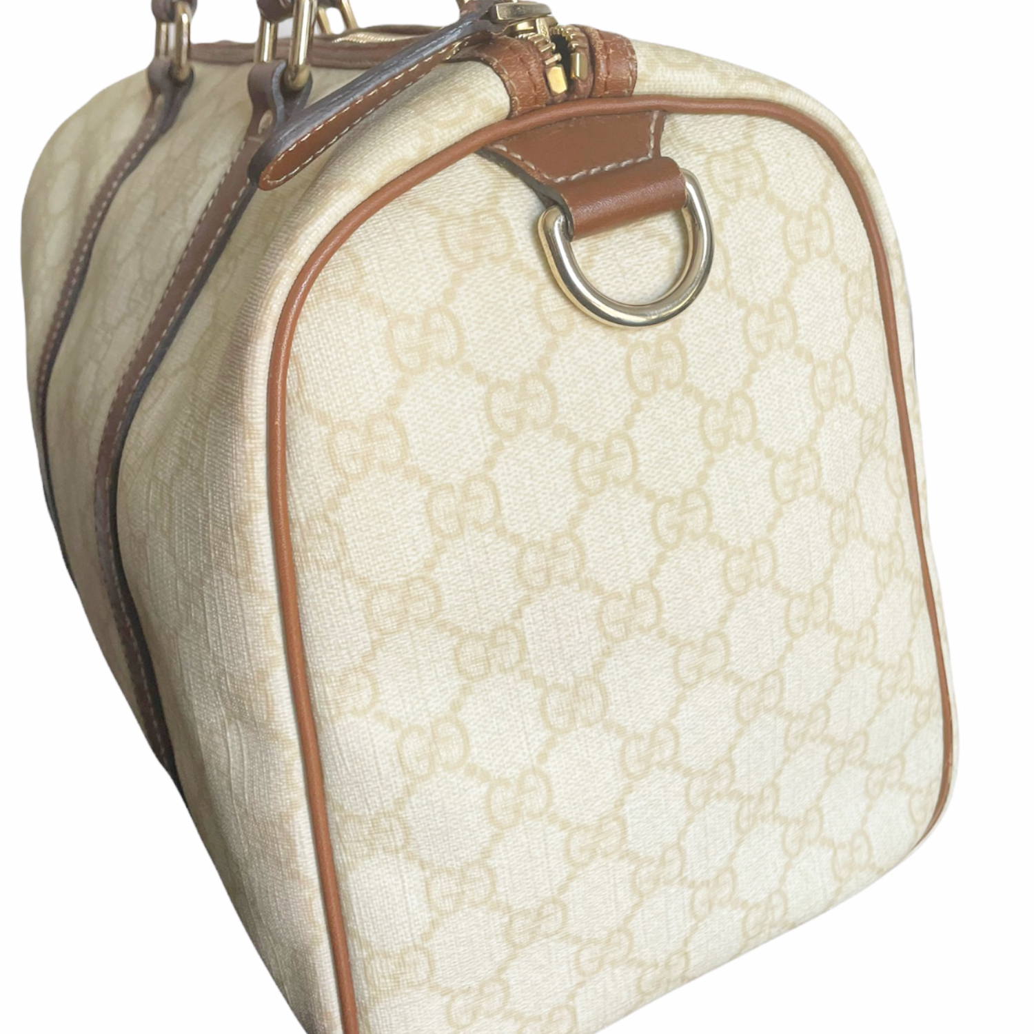 Gucci Monogram Boston Bag in Cream and Brown – Nitryl