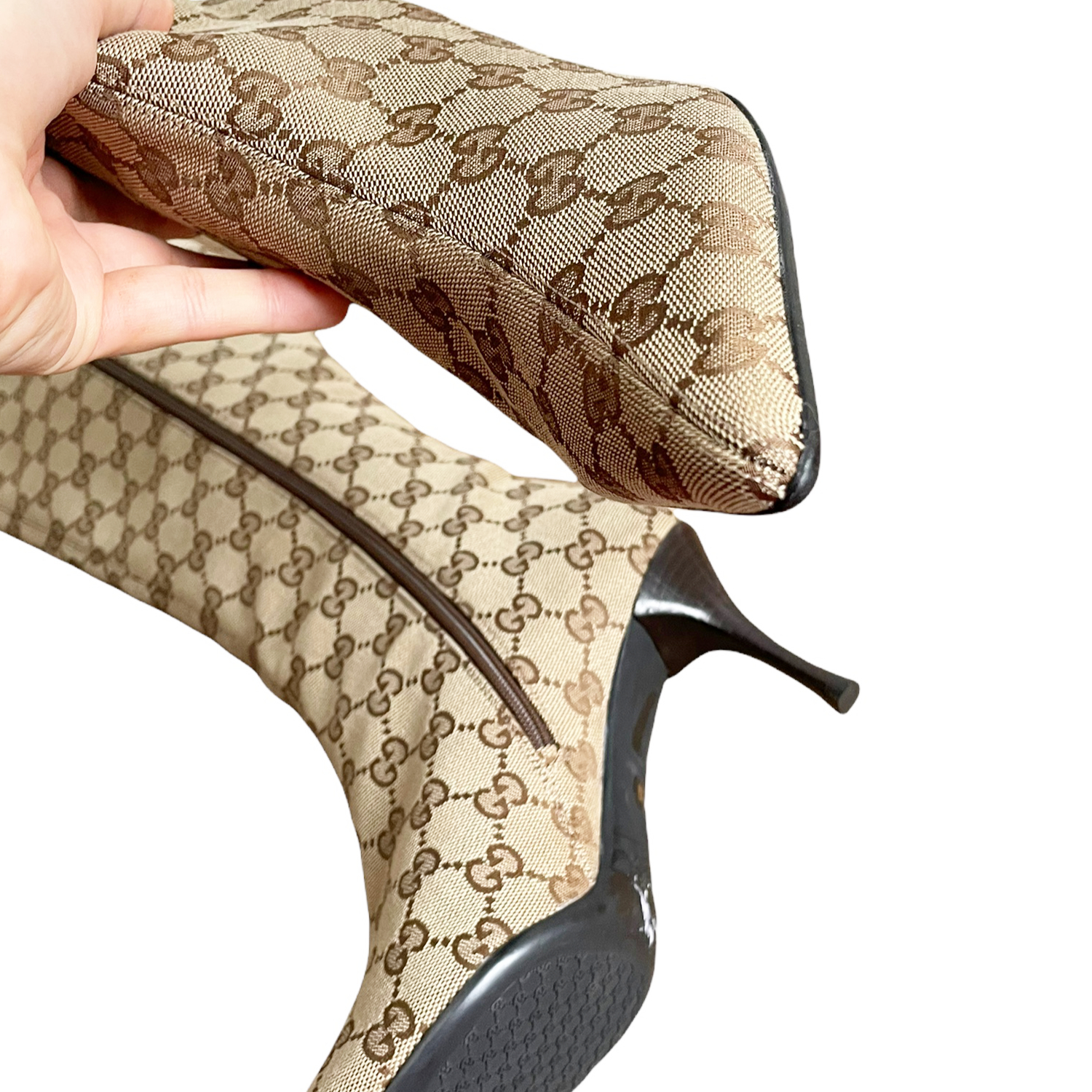 Gucci Monogram Boots in Beige Size 4 – Nitryl