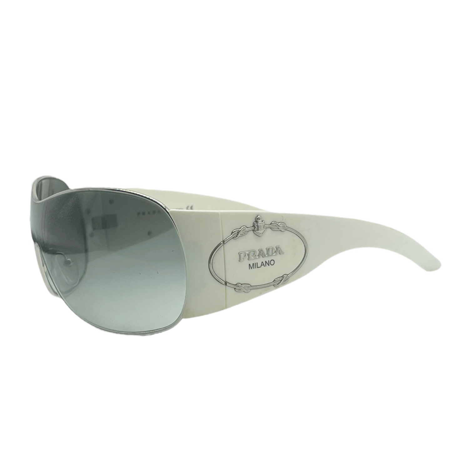 Prada Logo Shield Sunglasses in White – Nitryl