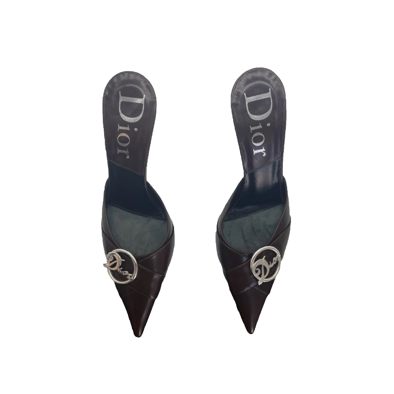 Dior Cursive Logo Heels in Brown UK 3 – Nitryl