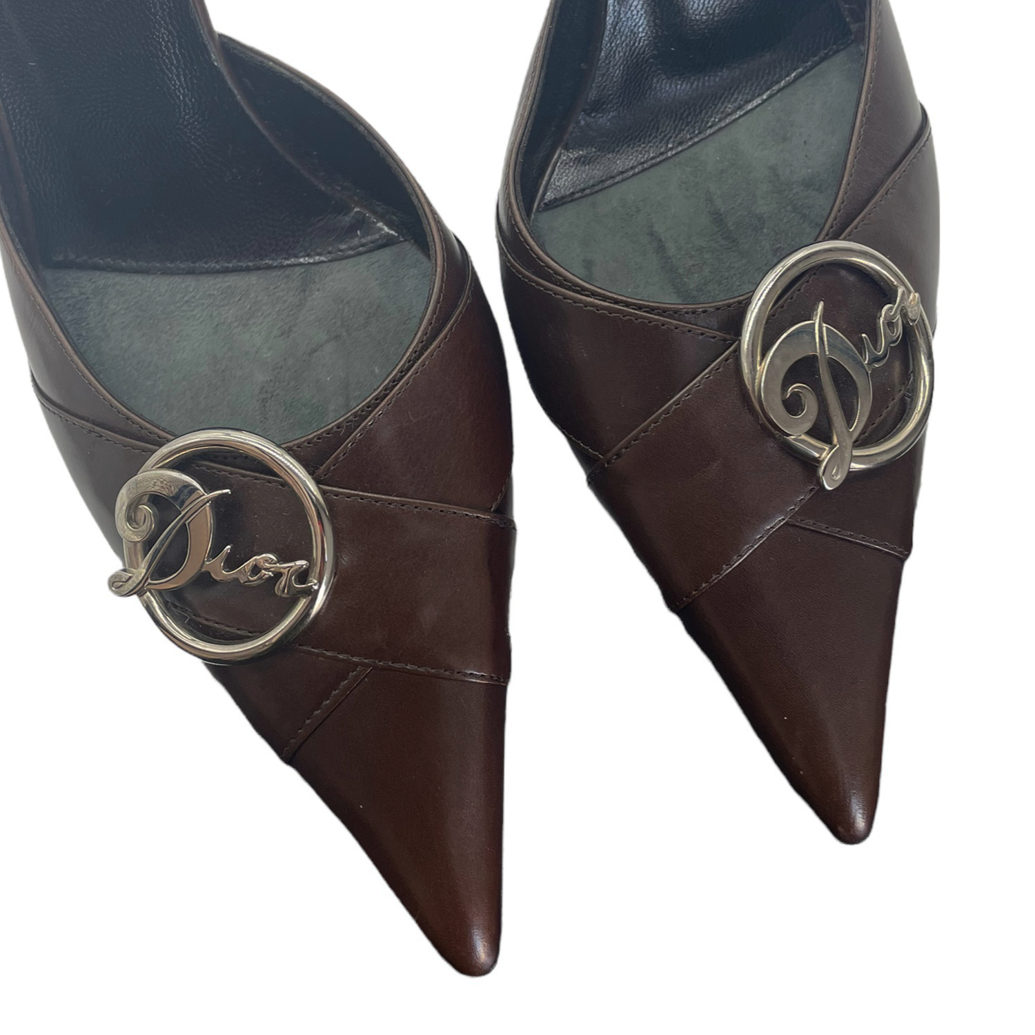 Dior Cursive Logo Heels in Brown UK 3 – Nitryl