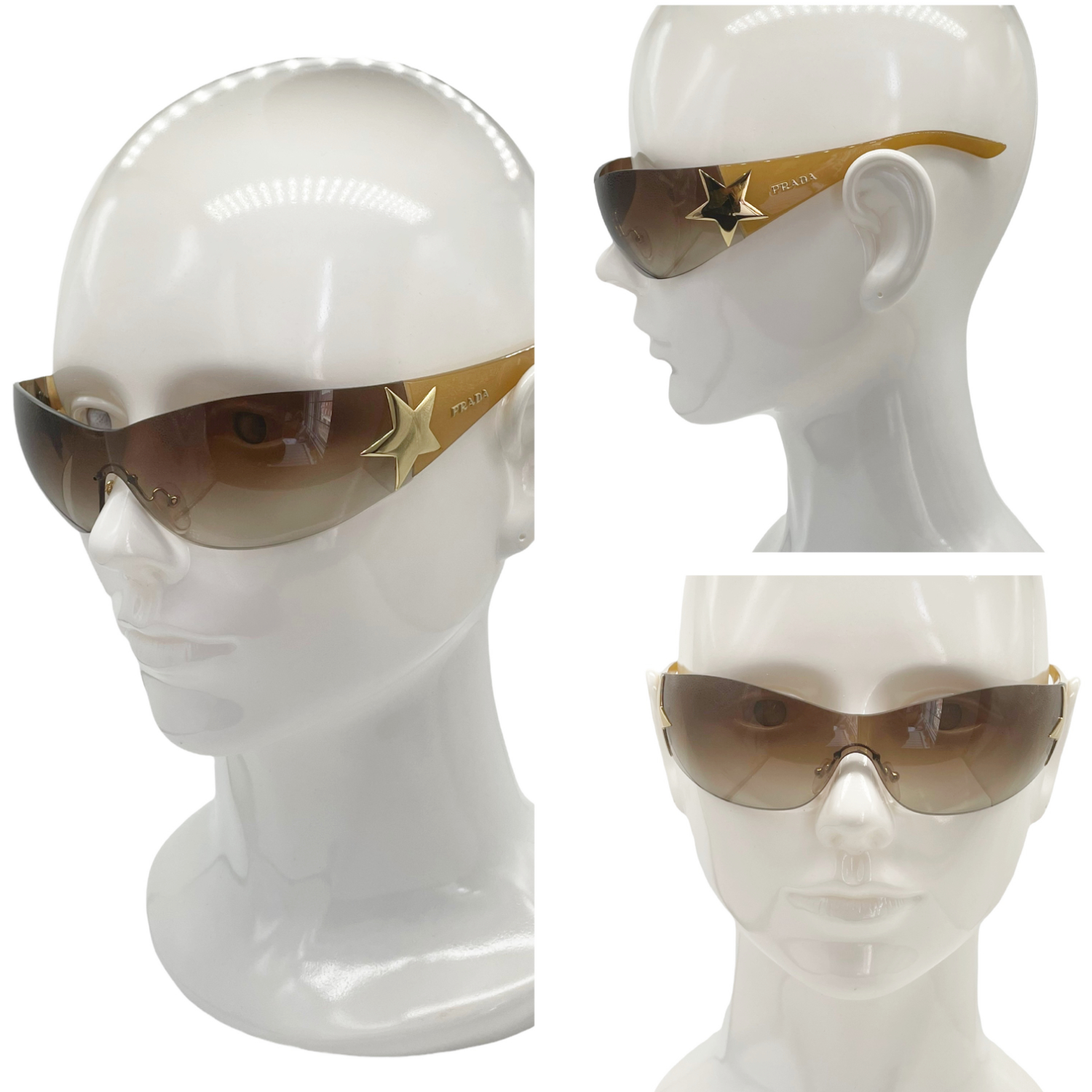 Prada Star Shield Sunglasses in Gold / Brown – Nitryl