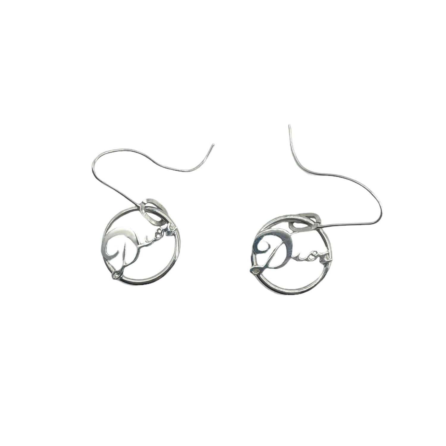 Dior Cursive Logo Earrings in Silver – Nitryl