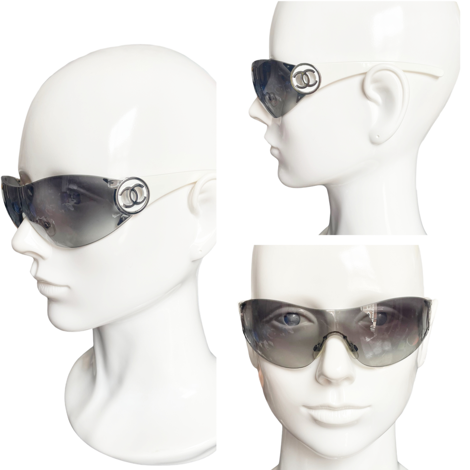 Chanel Rimless Shield Sunglasses in White – Nitryl