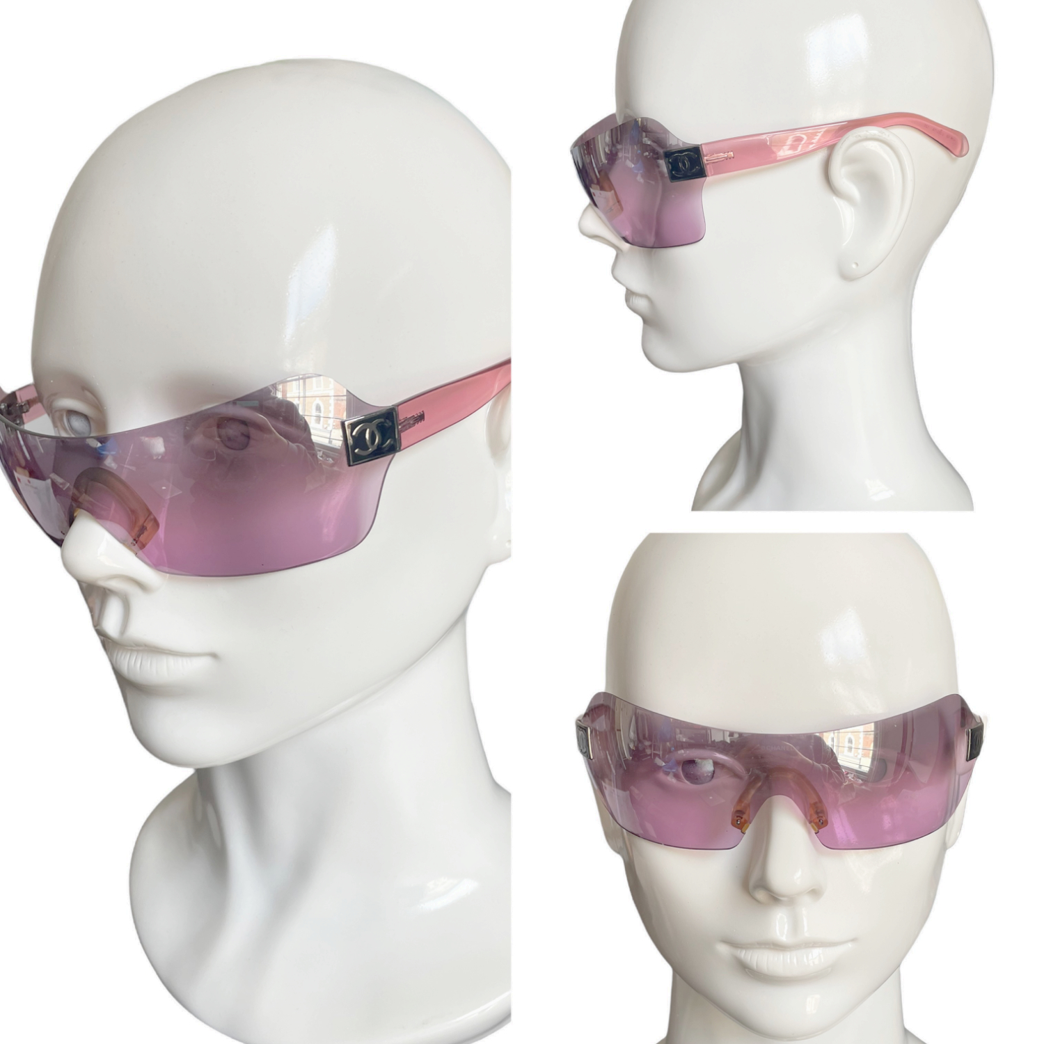 Chanel Rimless Logo Shield Sunglasses in Pink – Nitryl