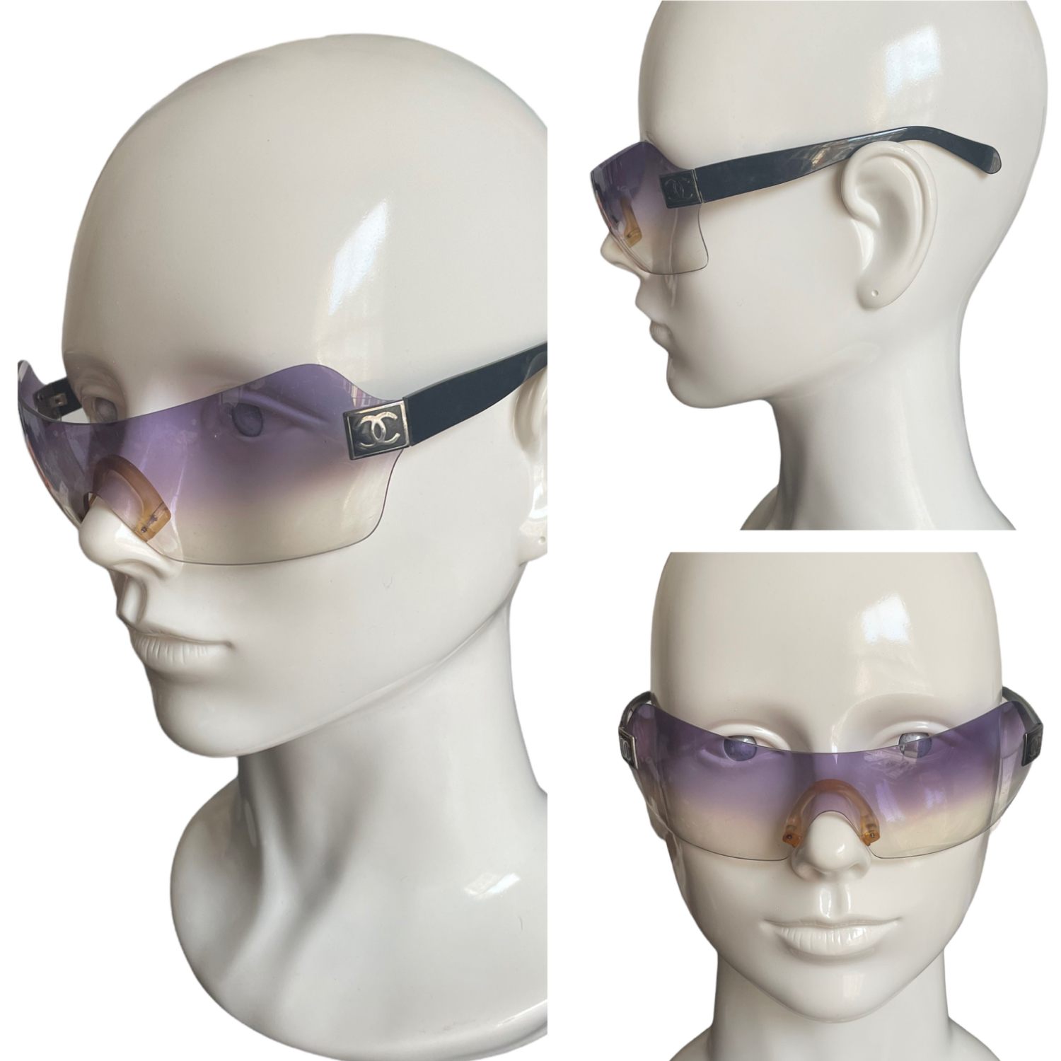 Chanel Rimless Logo Shield Sunglasses in Purple / Black – Nitryl