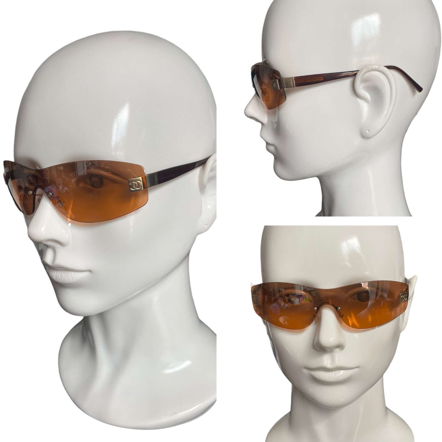 Chanel Rimless Shield Visor Sunglasses in Orange / Tan – Nitryl