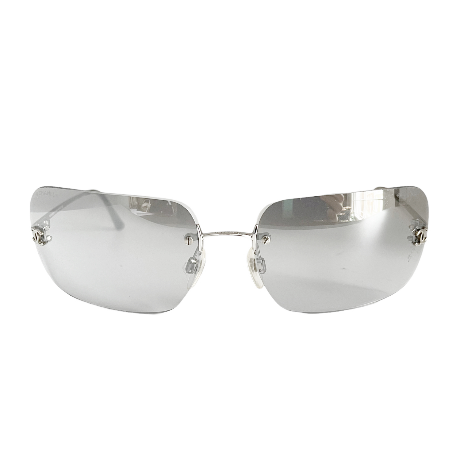 Chanel Rimless Mirrored Sunglasses in Grey / Silver – Nitryl