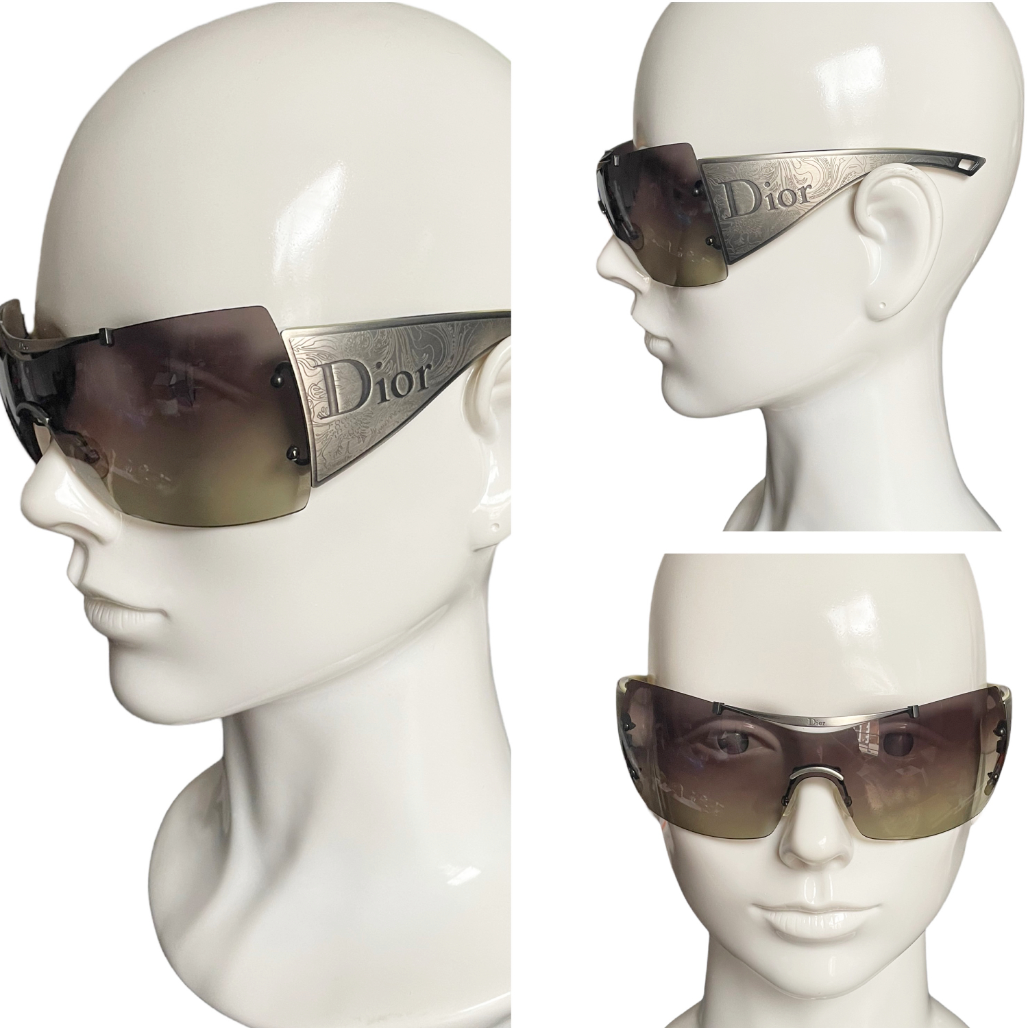 Dior Rimless Western Shield Sunglasses in Silver / Brown – Nitryl