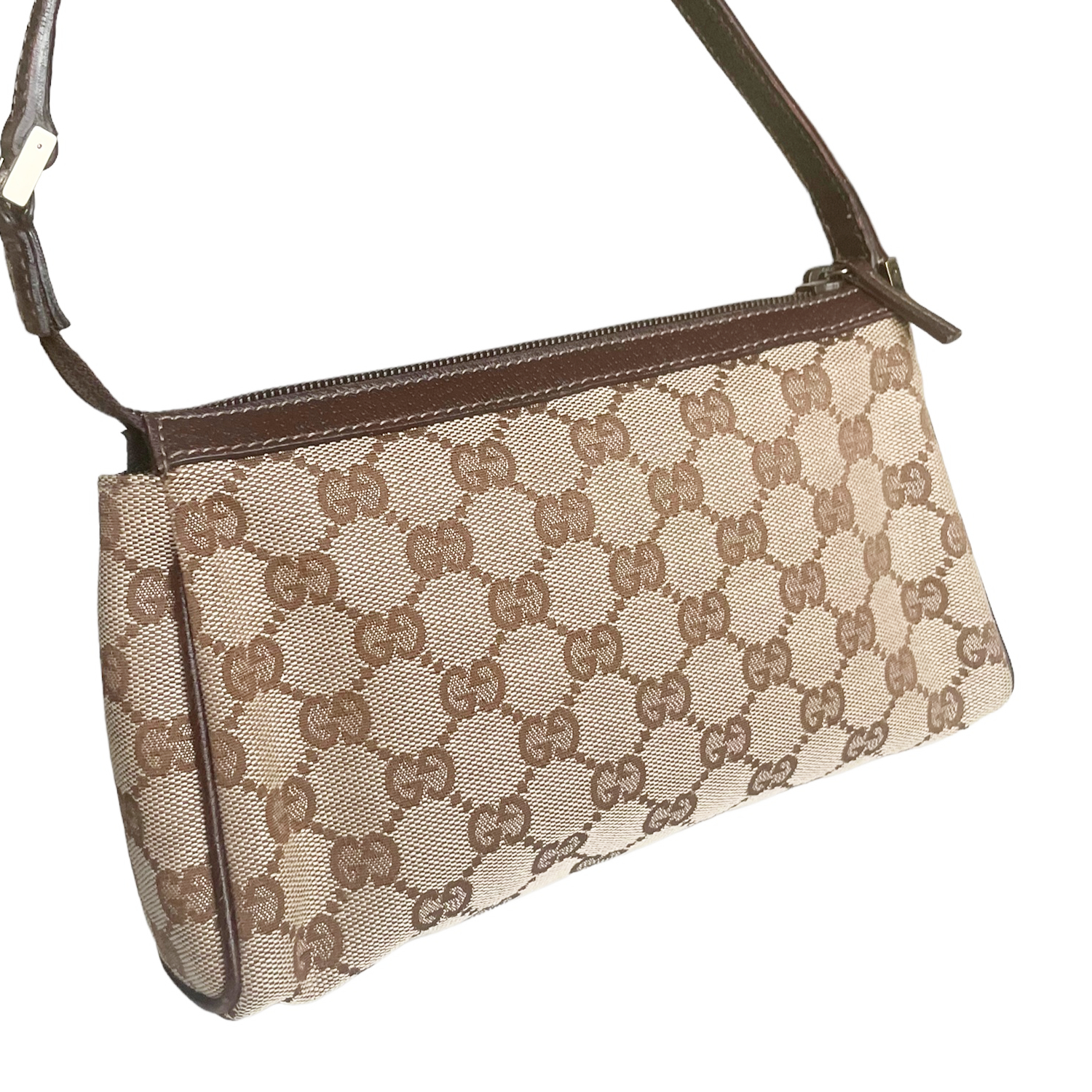 Gucci Monogram Mini Pochette Shoulder Bag in Beige / Brown – Nitryl