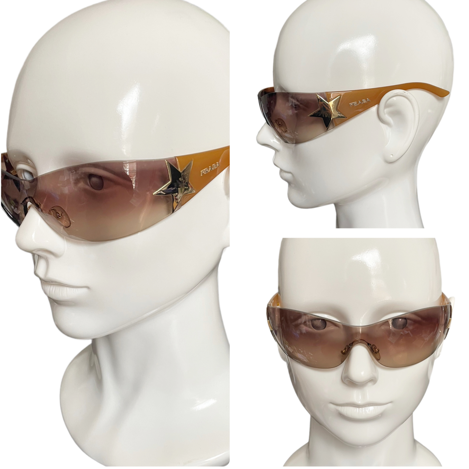 Prada Star Shield Wraparound Sunglasses in Gold – Nitryl