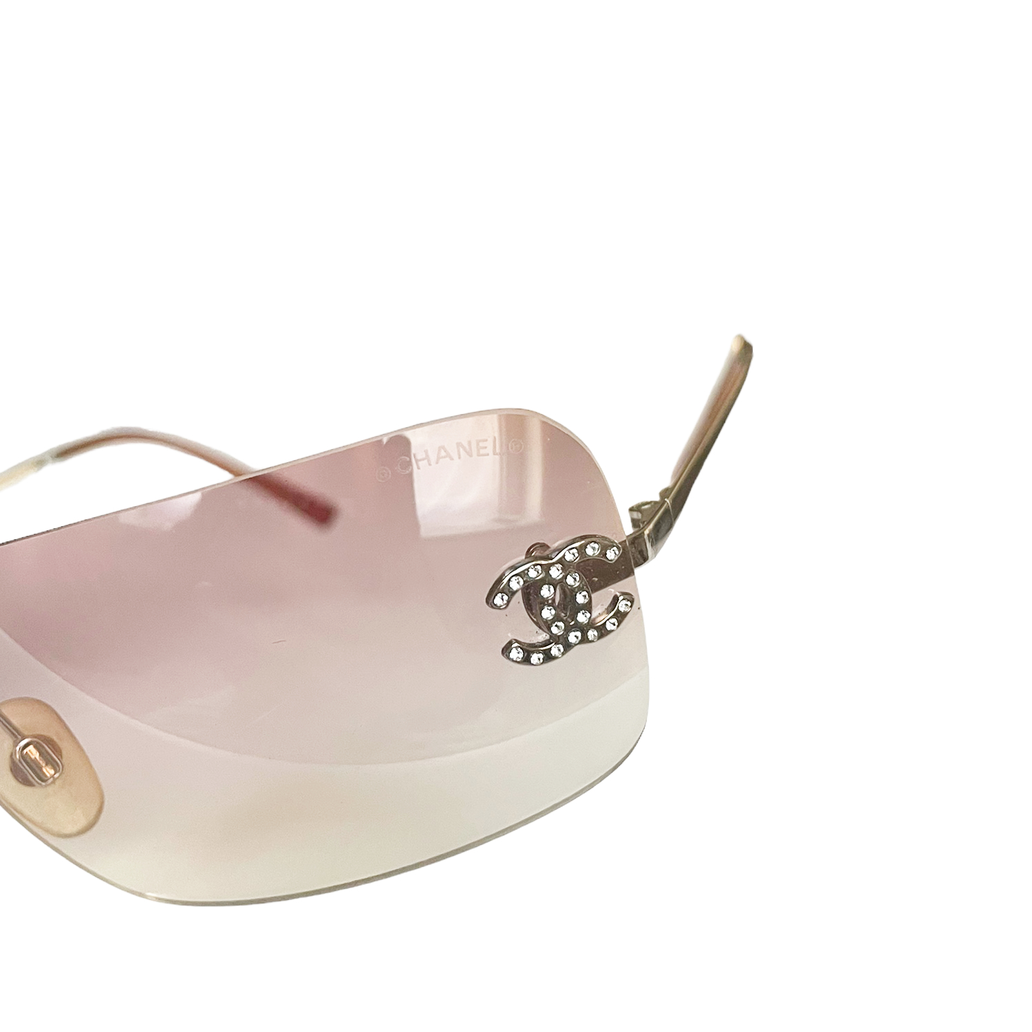 Chanel Diamante Ombre Rimless Sunglasses in Baby Pink – Nitryl