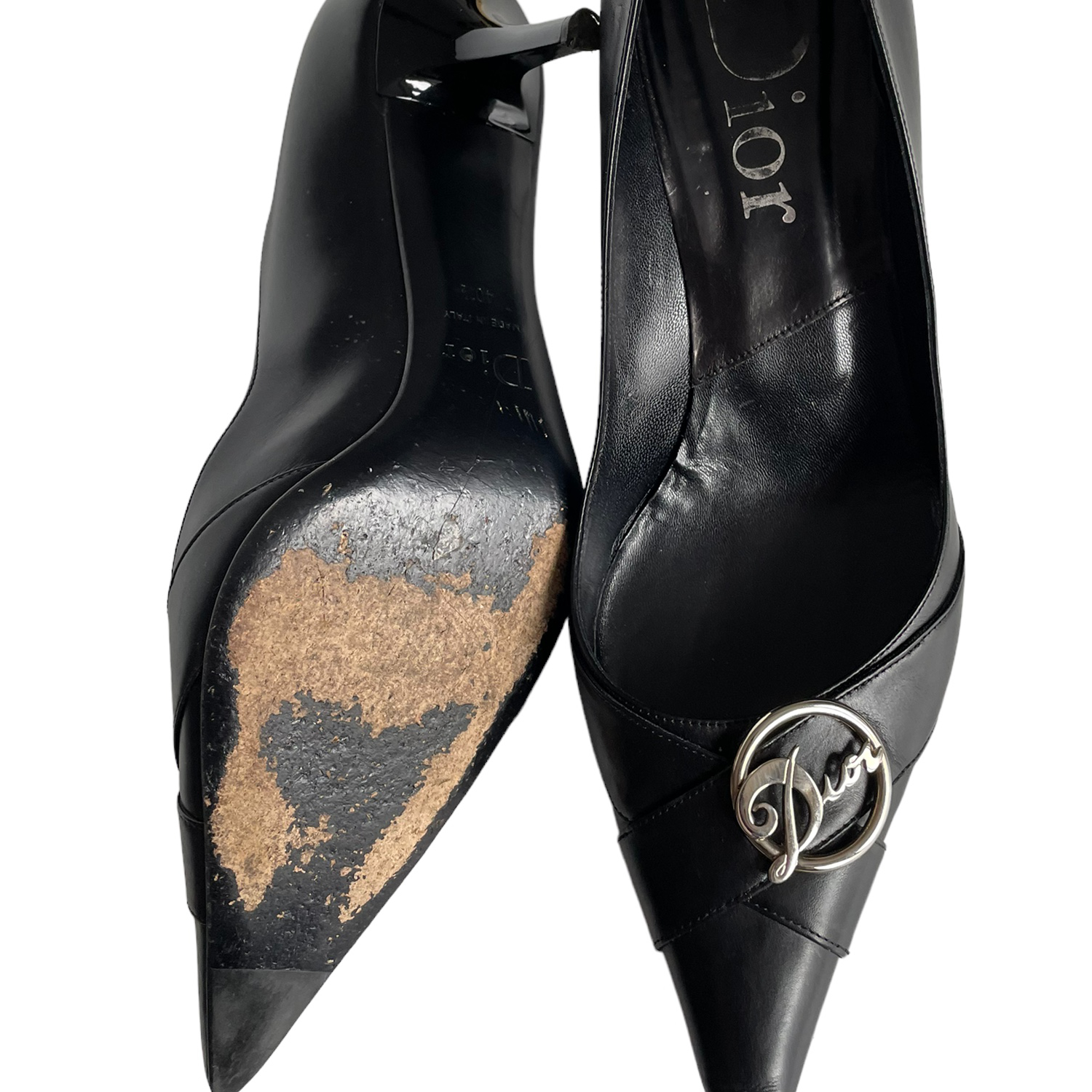 Dior Cursive Logo Leather Heels in Black UK 7 – Nitryl