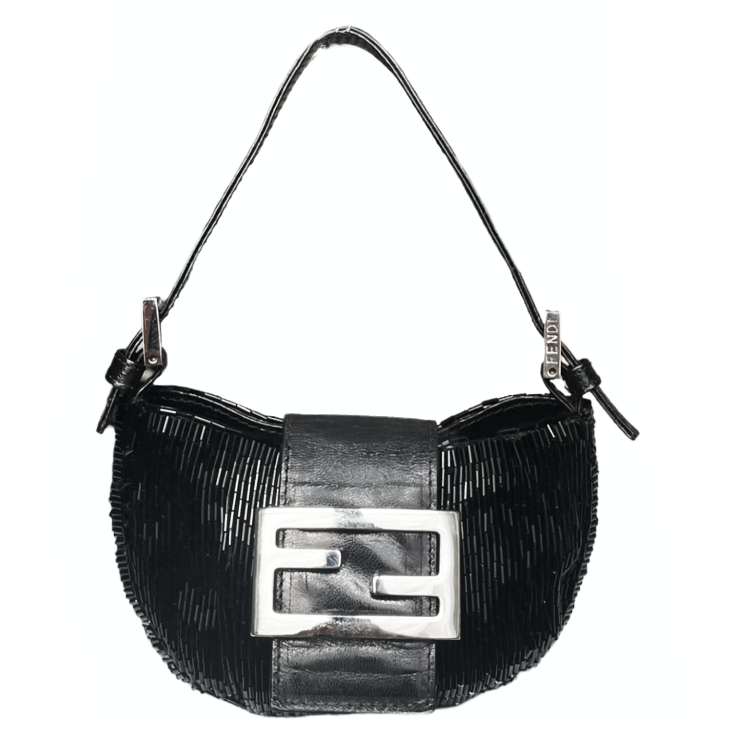 Fendi Beaded Mini Croissant Bag in Black / Silver – Nitryl