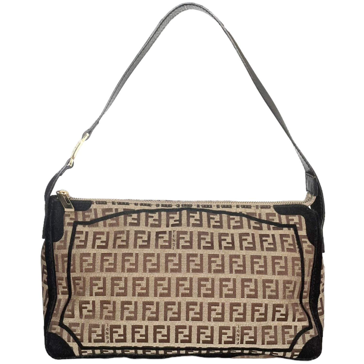 Fendi Monogram Shoulder Baguette Bag in Beige / Black – Nitryl