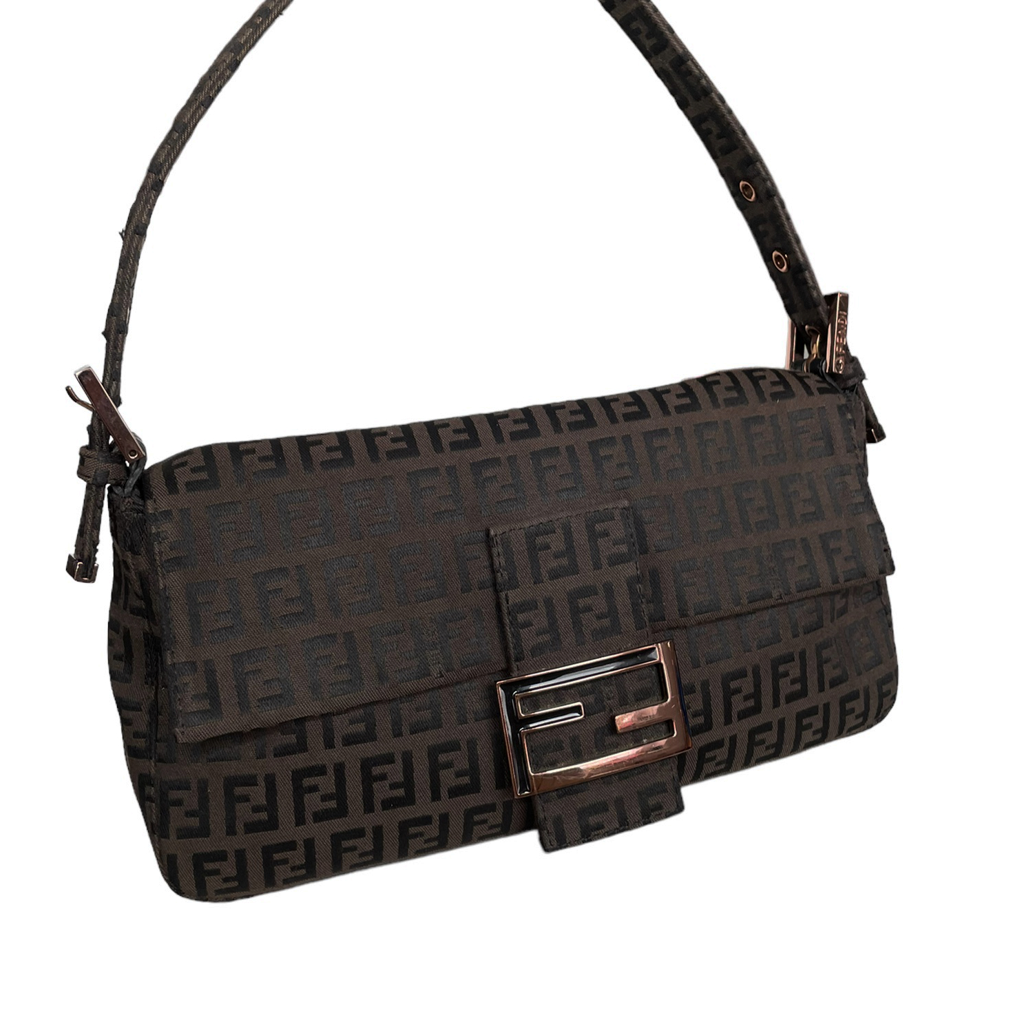 Fendi Monogram Shoulder Baguette Bag in Brown / Copper – Nitryl