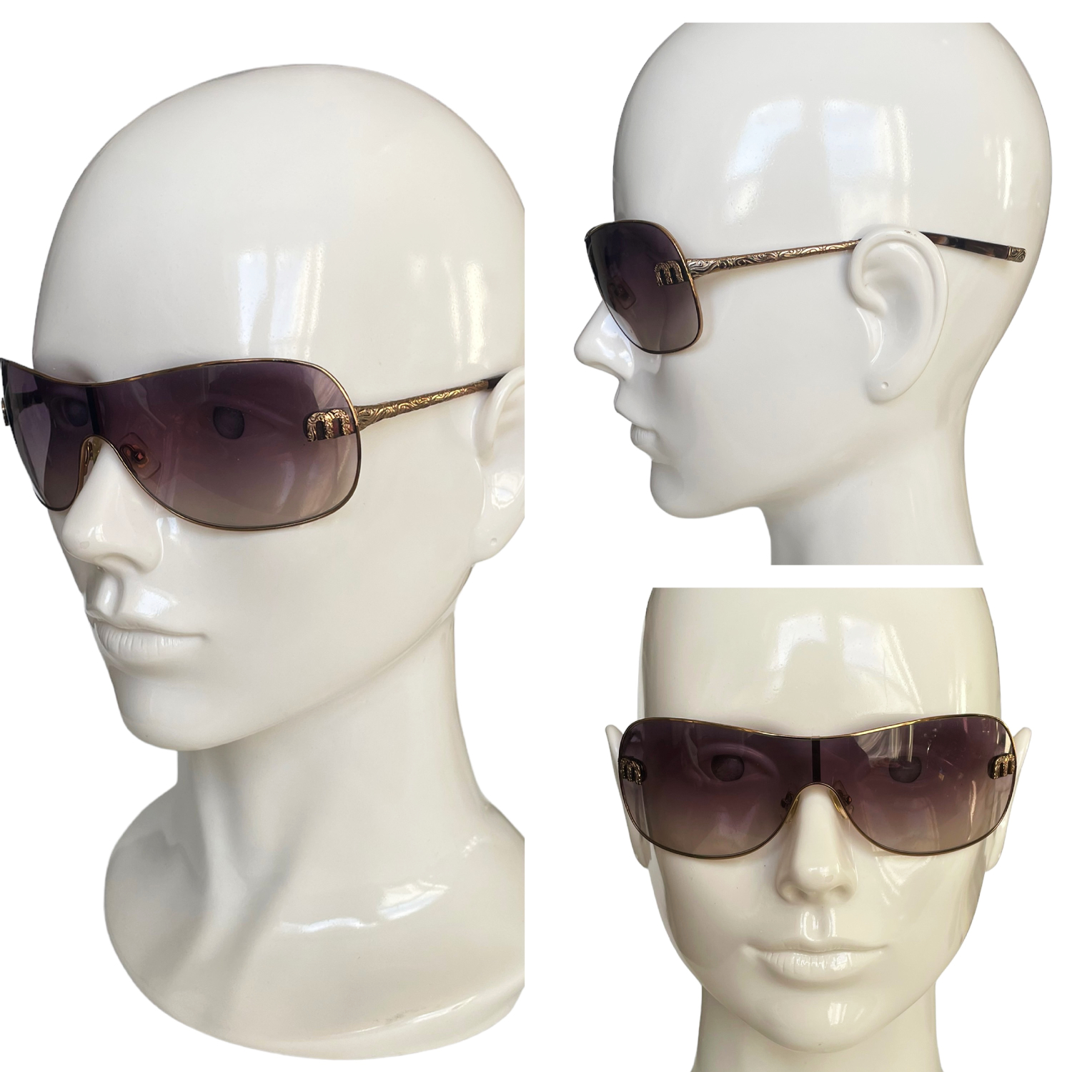 Miu Miu Rimless Oversized Shield Sunglasses In Brown Nitryl