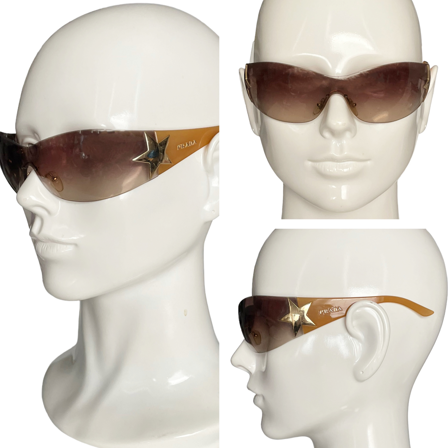 Prada Star Wraparound Sunglasses in Gold – Nitryl