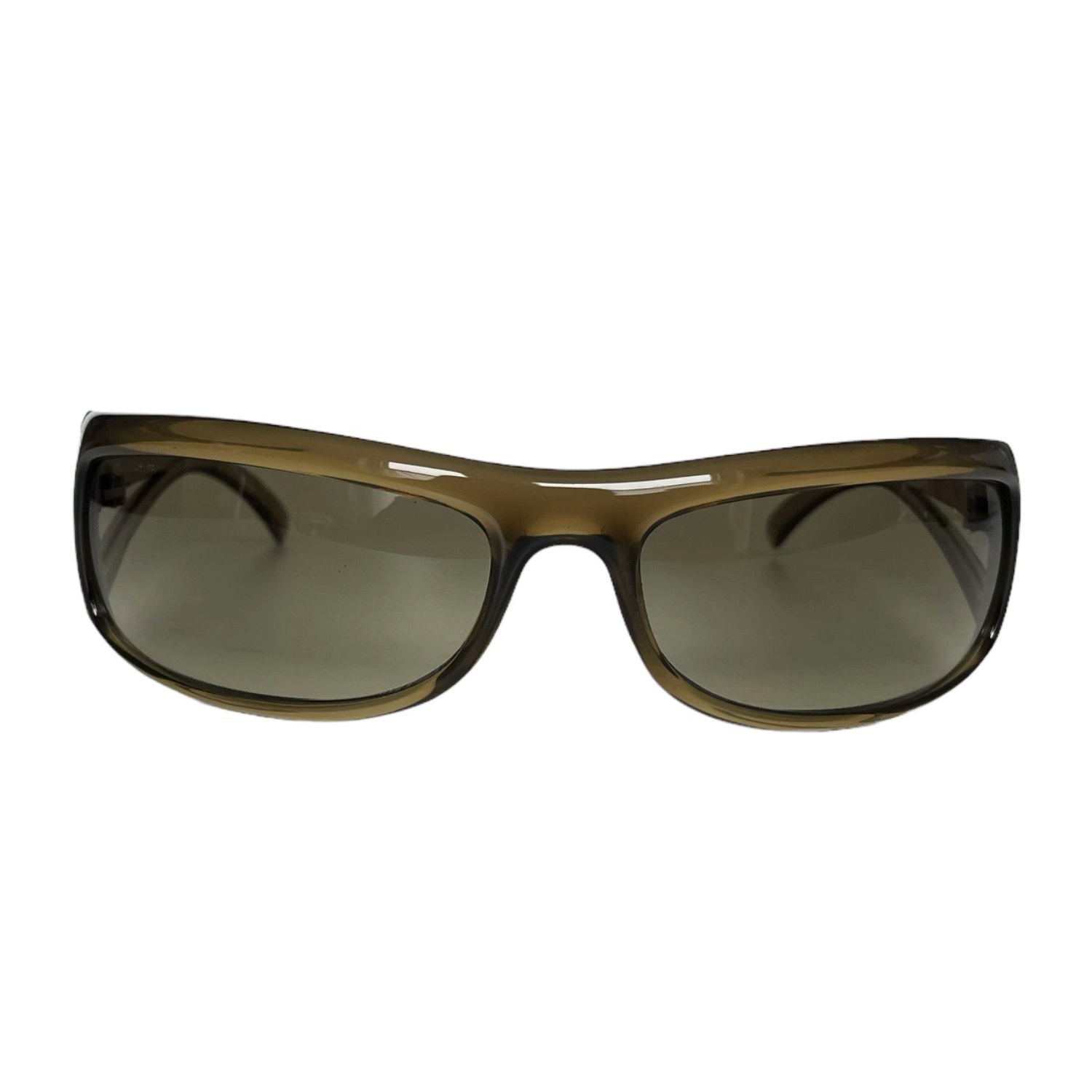 Prada Cutout Wraparound Sunglasses in Khaki Green – Nitryl