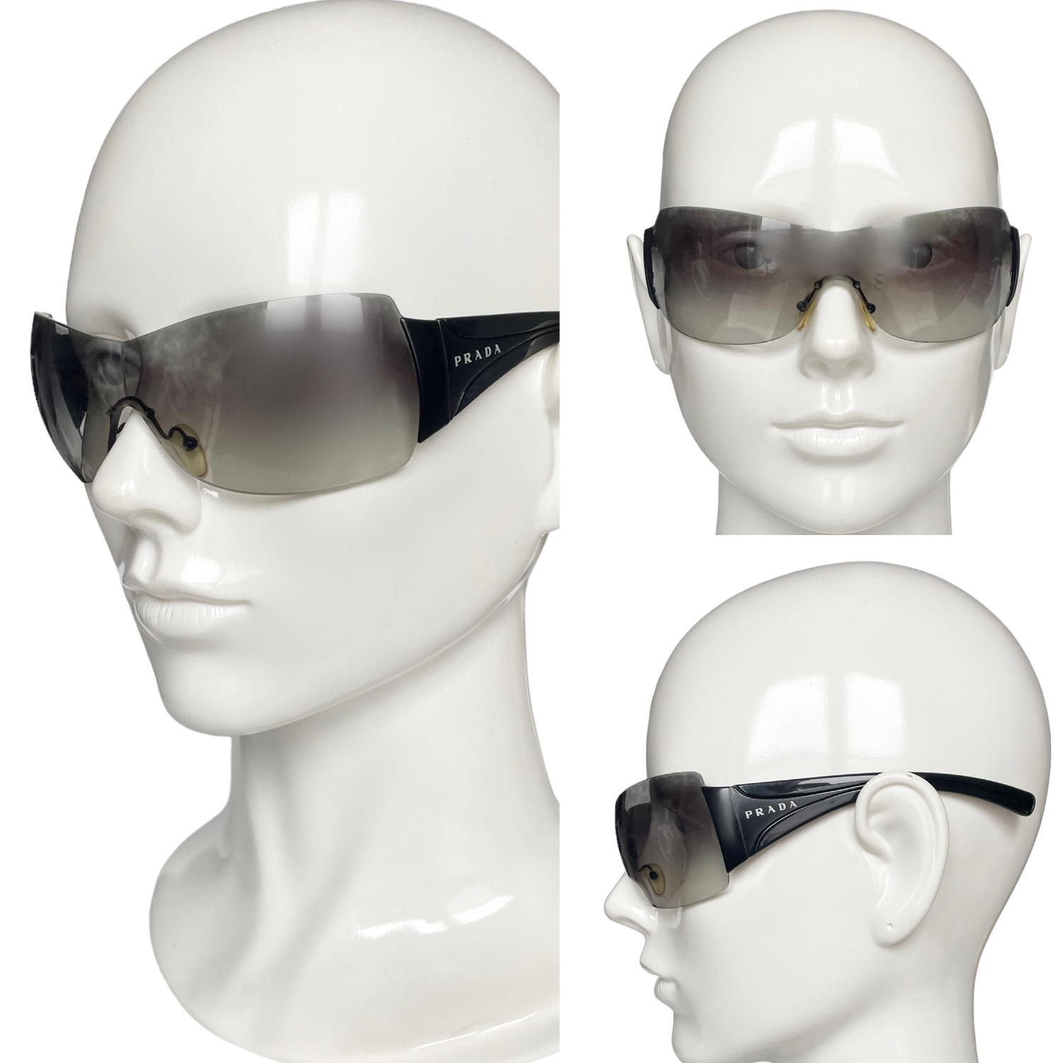 Prada Rimless Wraparound Sunglasses in Black – Nitryl