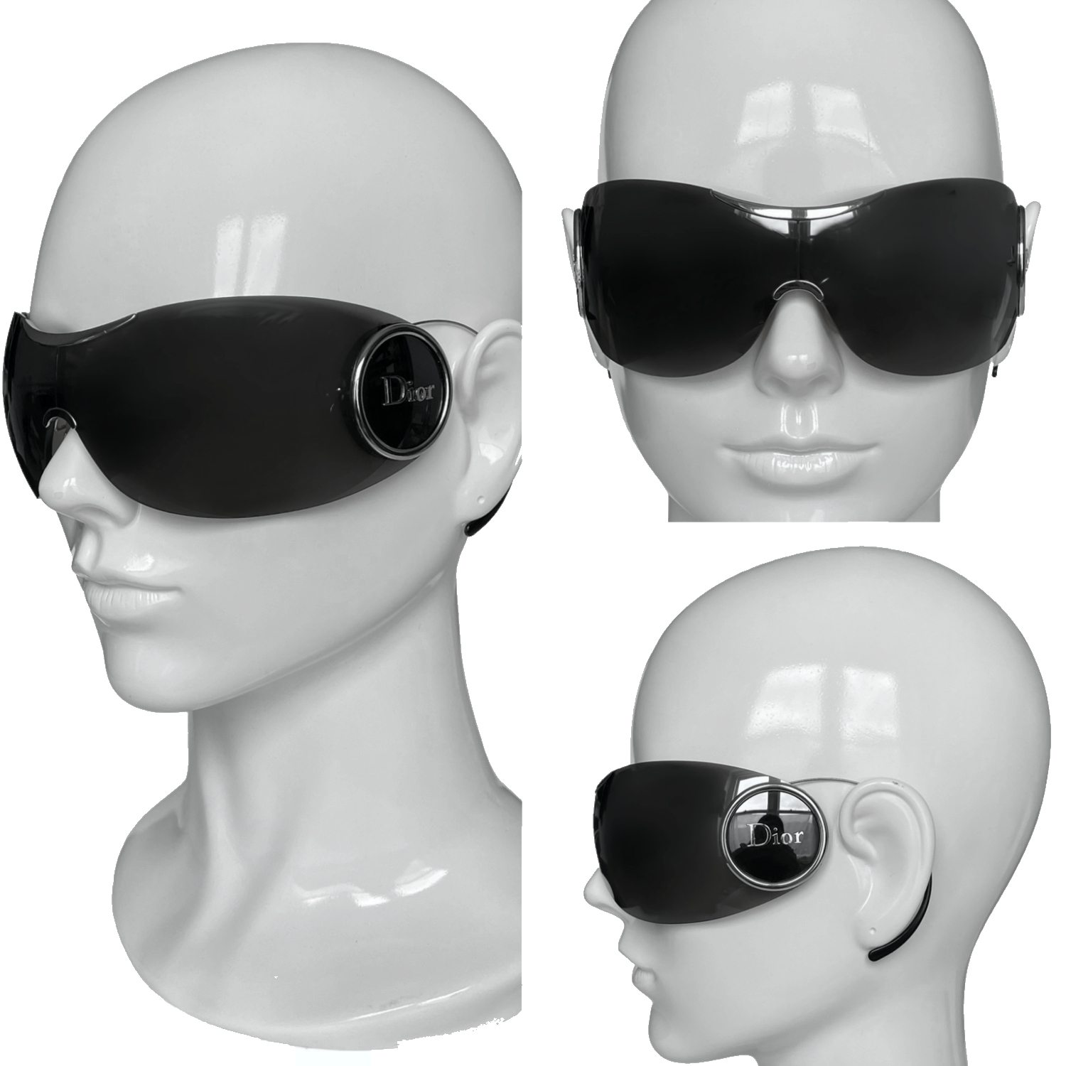 Dior Ski Oversized Wraparound Sport Sunglasses In Black Nitryl