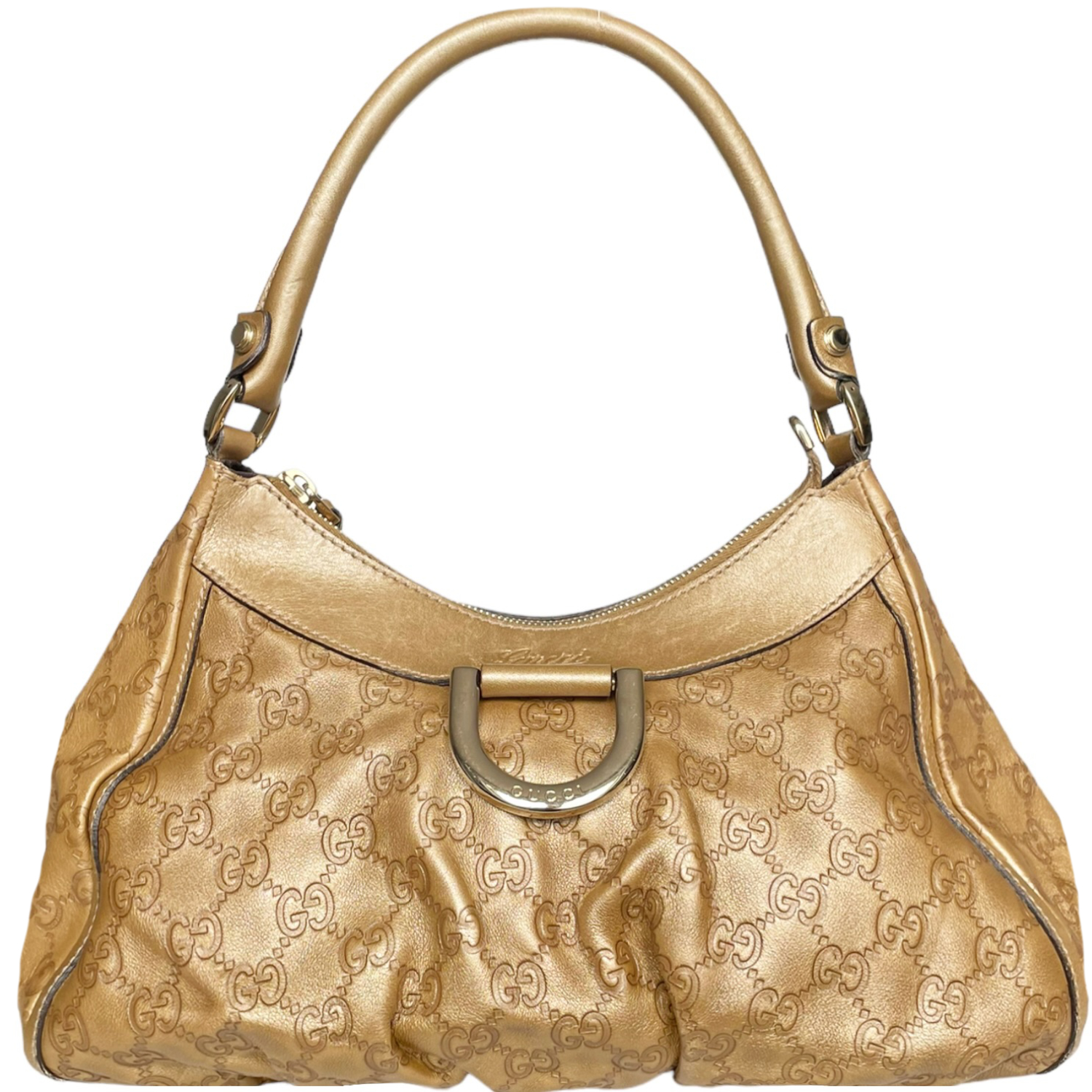 Gucci Monogram D Ring Hobo Shoulder Bag in Gold – Nitryl