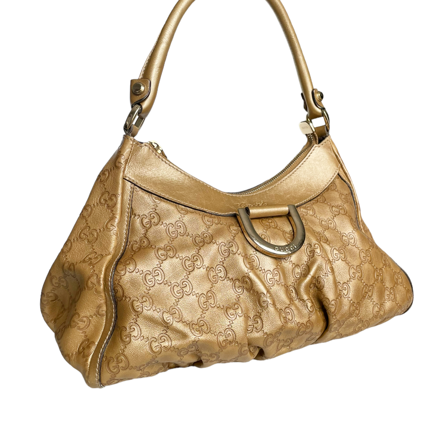 Gucci Monogram D Ring Hobo Shoulder Bag in Gold – Nitryl