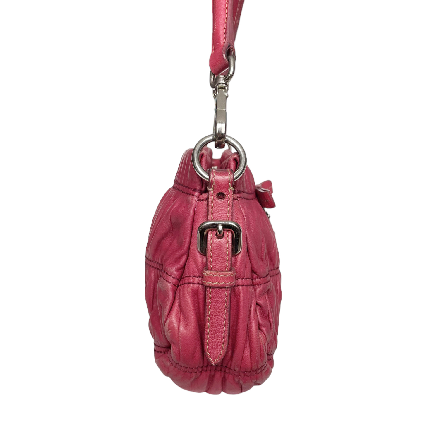 Prada Ruched Leather Mini Shoulder Bag in Pink – Nitryl