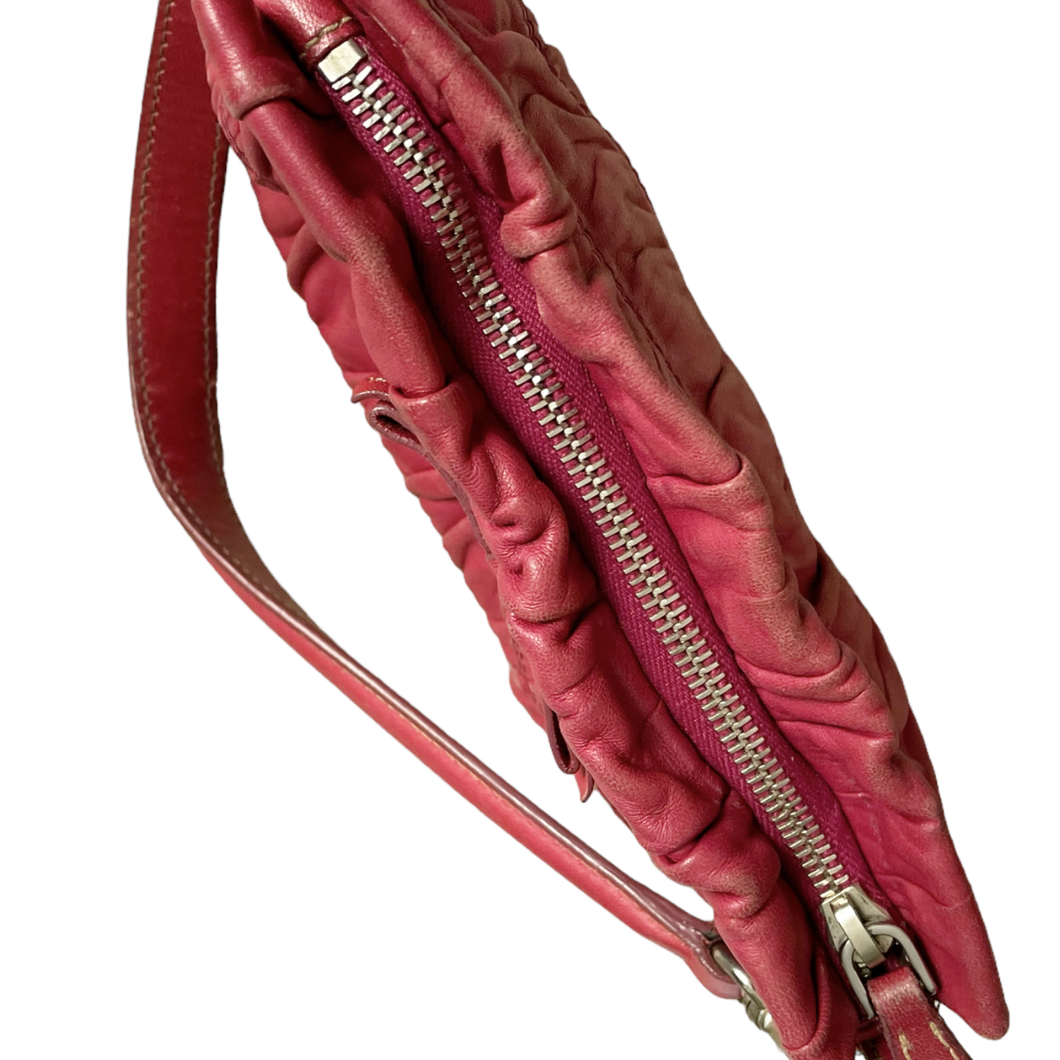 Prada Ruched Leather Mini Shoulder Bag in Pink – Nitryl