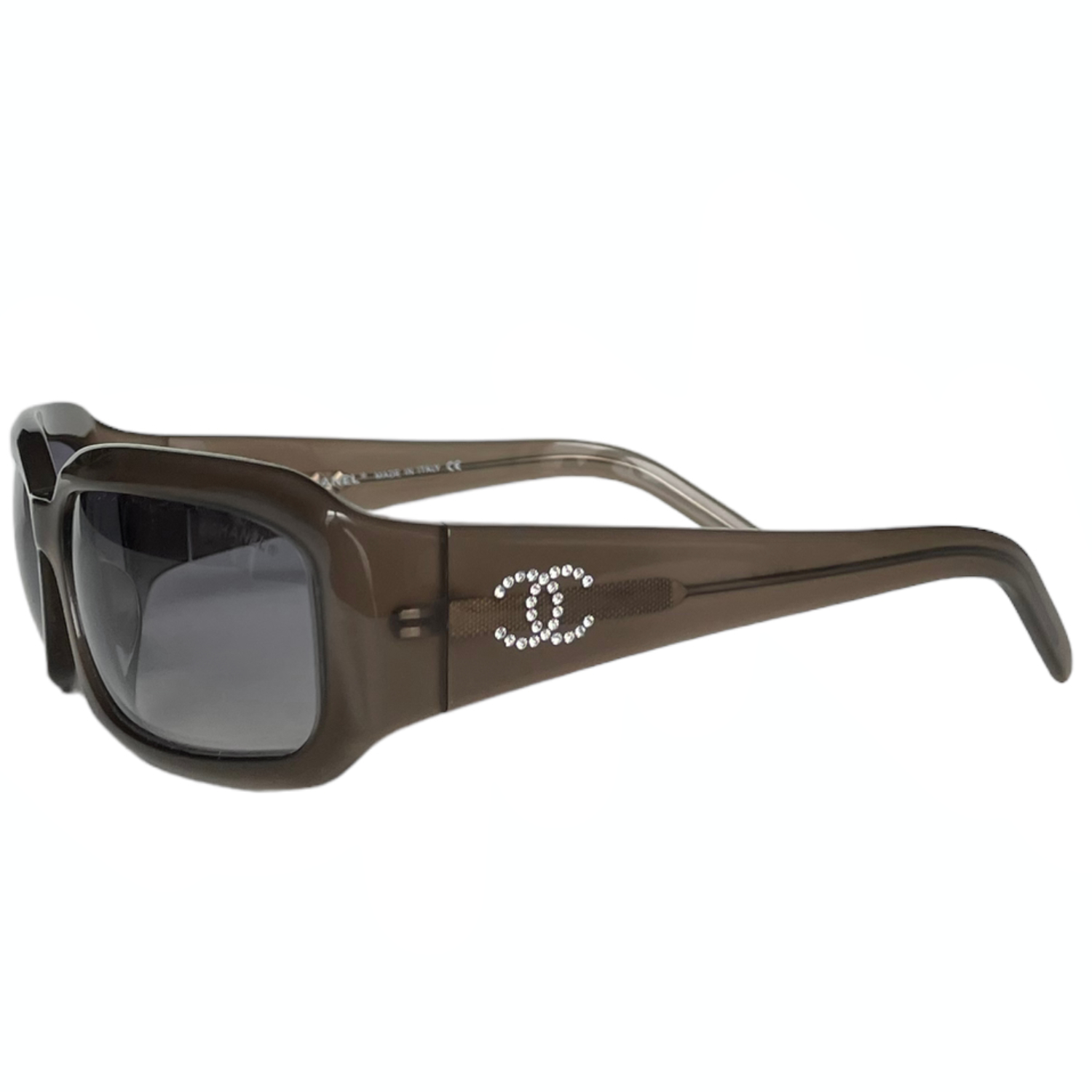 Chanel Diamante Logo Chunky Sunglasses in Brown / Silver – Nitryl