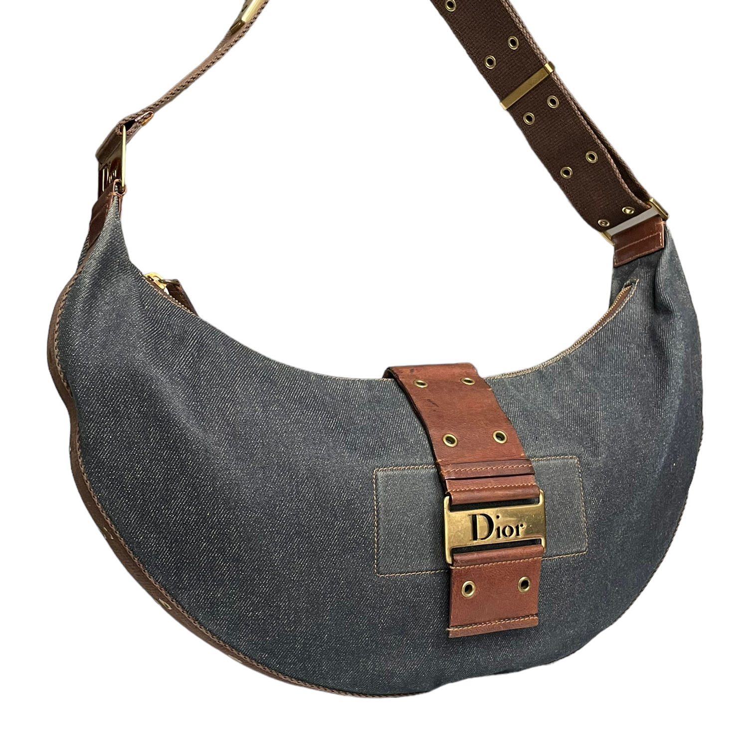 Dior XL Street Chic Half Moon Shoulder Bag in Denim / Brown – Nitryl