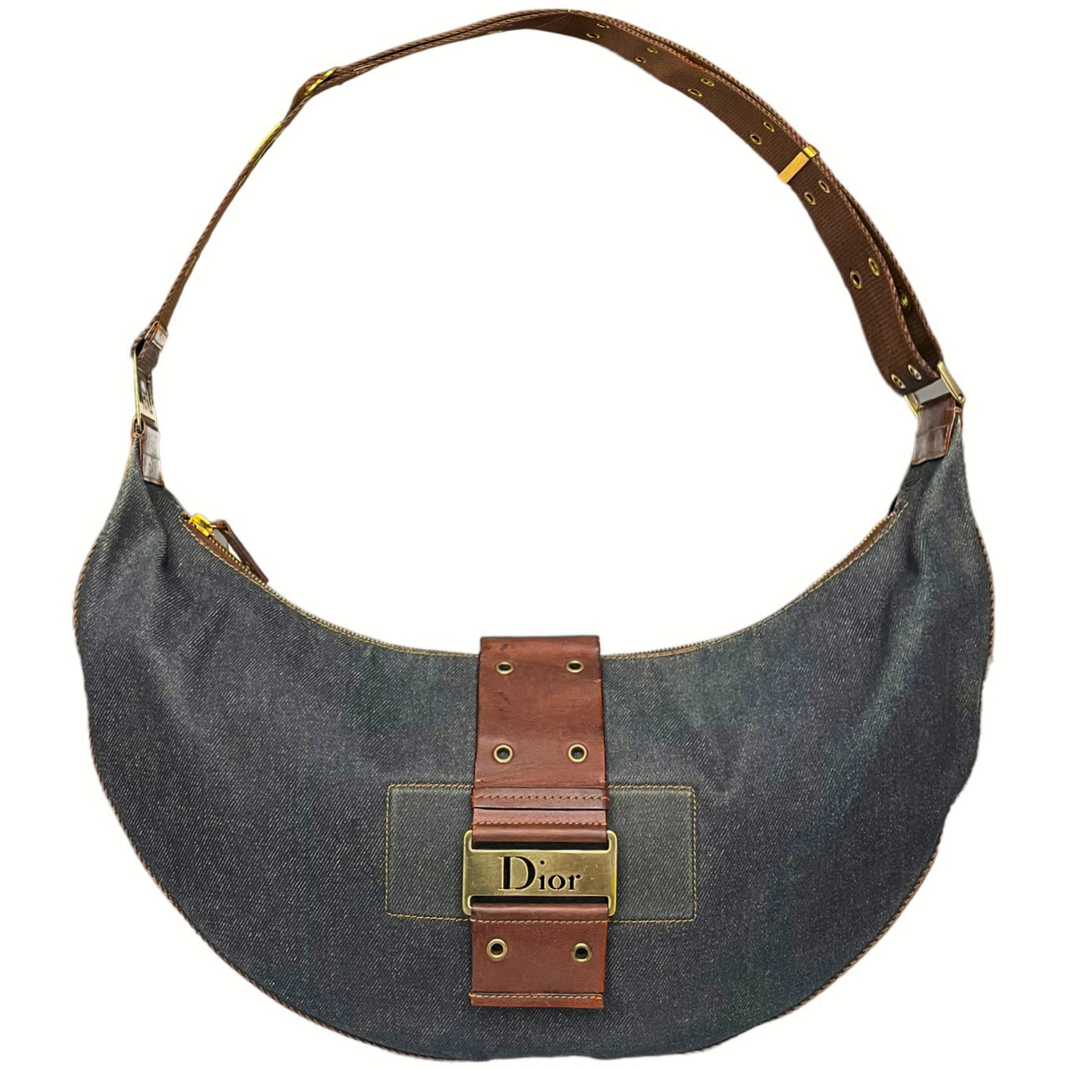 Dior XL Street Chic Half Moon Shoulder Bag in Denim / Brown – Nitryl