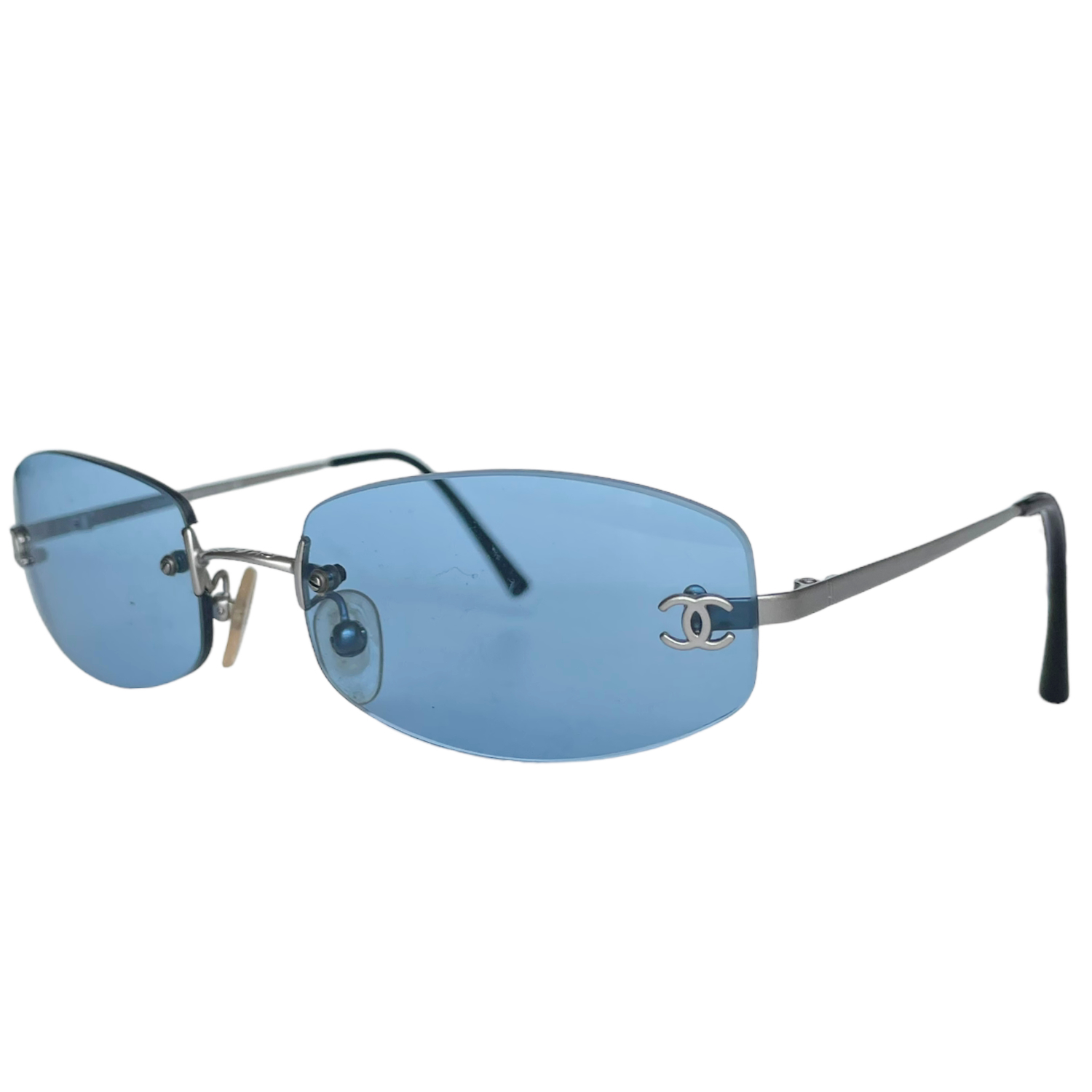 Chanel Rimless Oval Sunglasses in Blue – Nitryl
