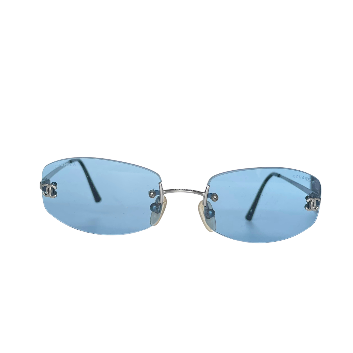 Chanel Rimless Oval Sunglasses in Blue – Nitryl
