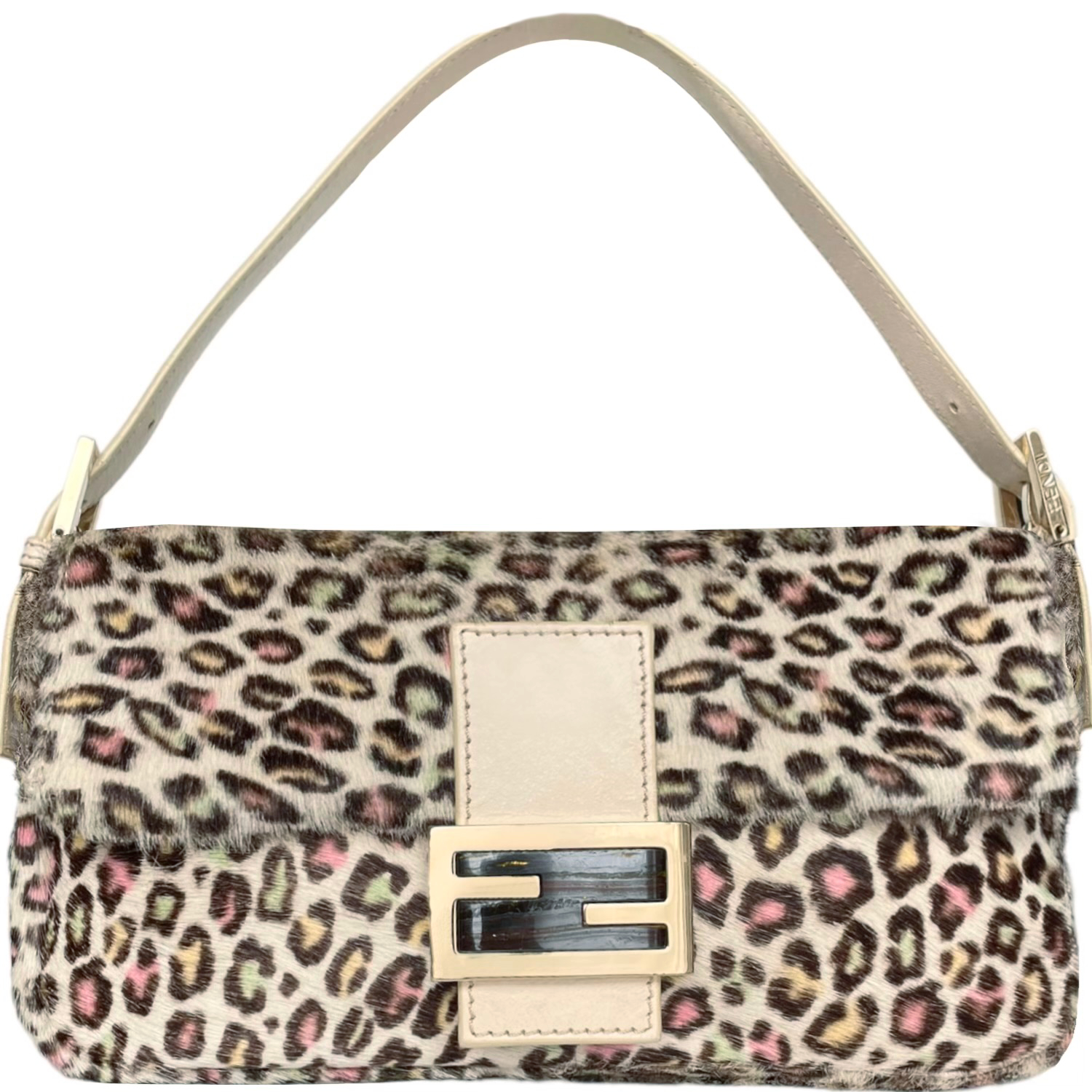 Fendi Leopard Print Calfskin Shoulder Baguette in Multicolour – Nitryl