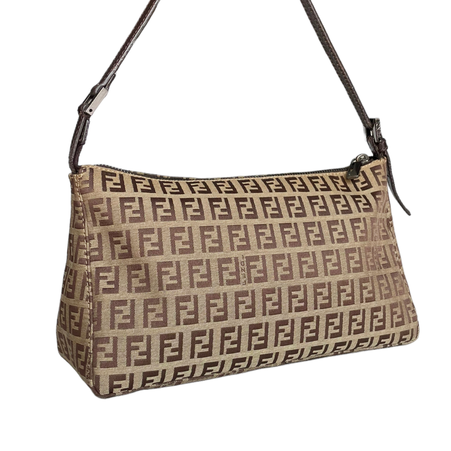 Fendi Monogram Shoulder Baguette Bag in Beige / Brown – Nitryl
