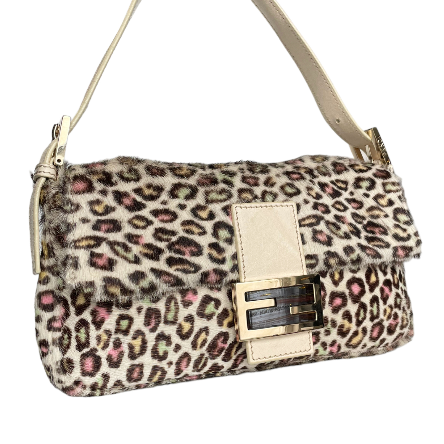 Fendi Leopard Print Calfskin Shoulder Baguette in Multicolour – Nitryl