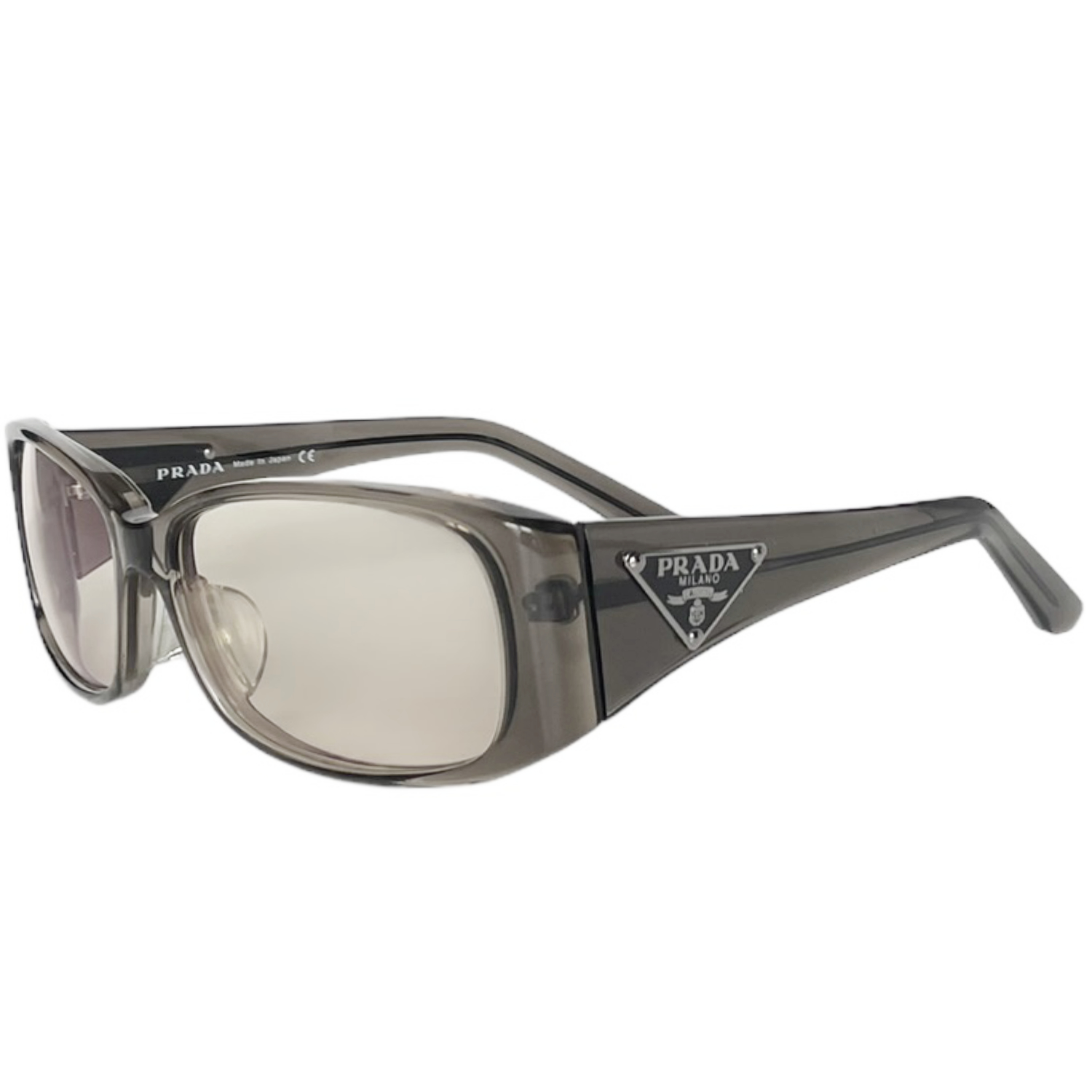 Prada Logo Chunky Sunglasses in Clear / Grey – Nitryl