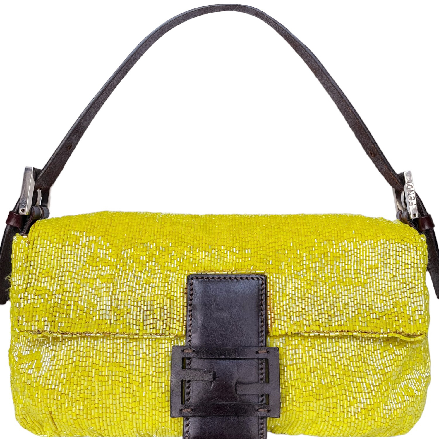Fendi Beaded Shoulder Baguette Bag in Yellow – Nitryl