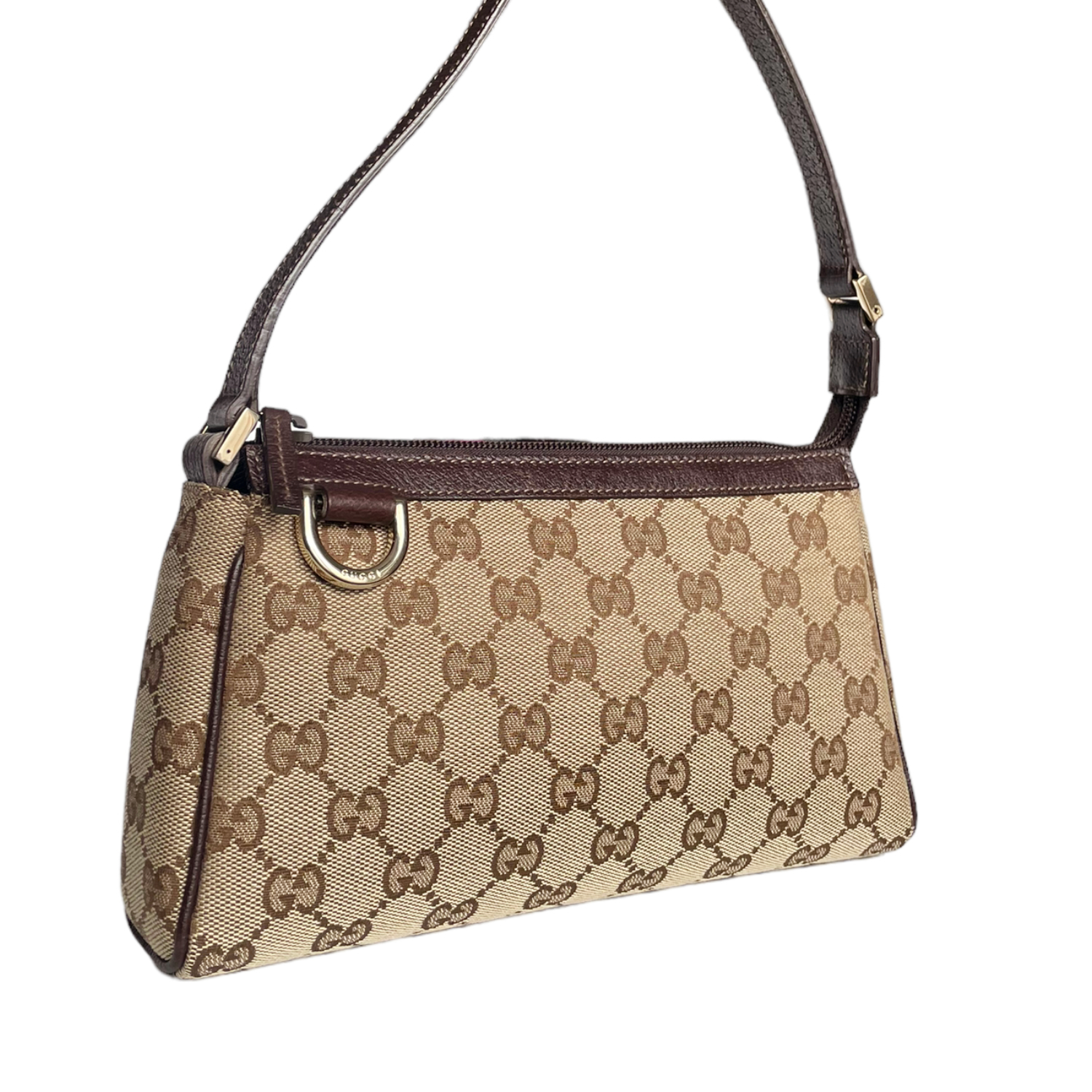 Gucci Monogram Mini Shoulder Bag in Beige / Brown / Gold – Nitryl