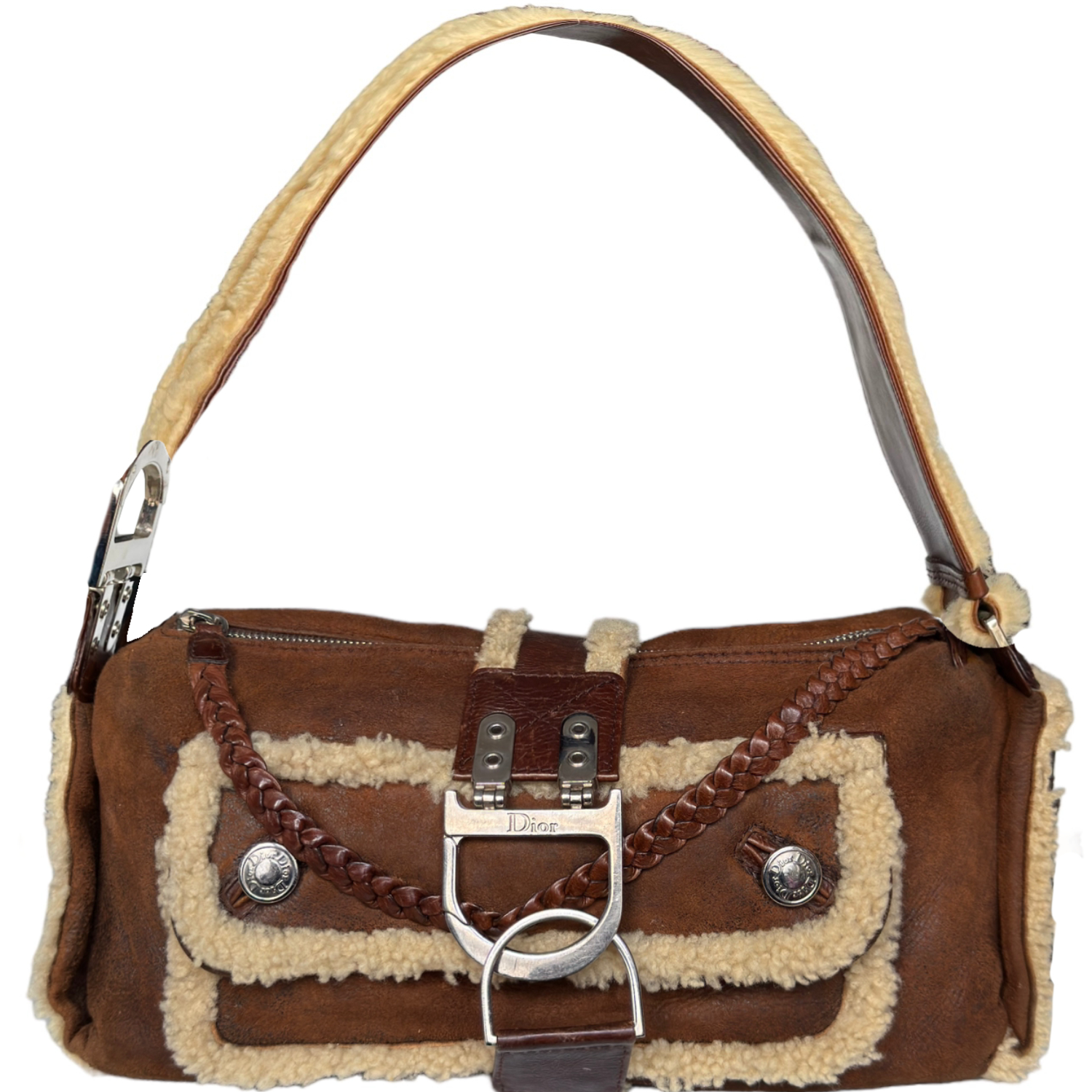Dior Shearling Flight Shoulder Bag in Brown / Cream – Nitryl