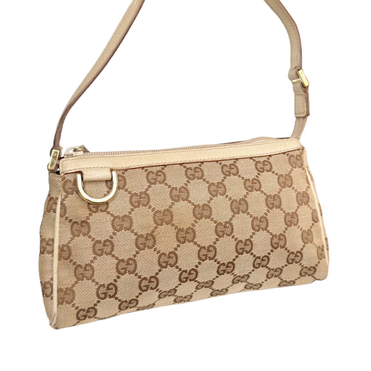 Gucci Monogram Mini Shoulder Bag in Beige / Cream / Gold – Nitryl