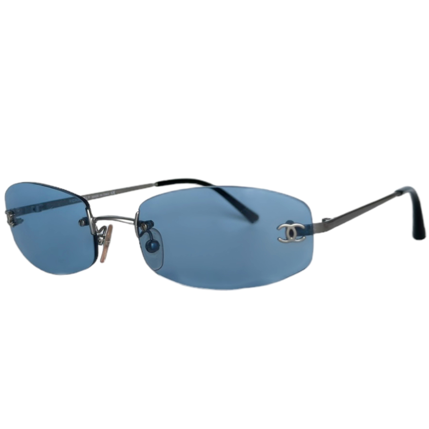 Chanel Rimless Oval Sunglasses in Blue – Nitryl