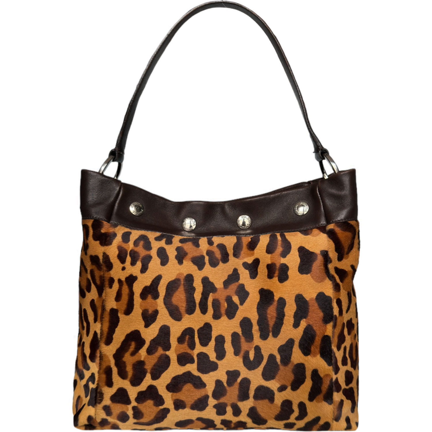 Prada Leopard Print Calfskin Shoulder Tote Bag in Brown – Nitryl