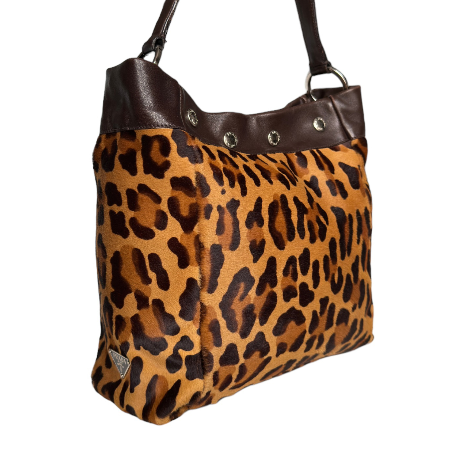 Prada Leopard Print Calfskin Shoulder Tote Bag in Brown – Nitryl
