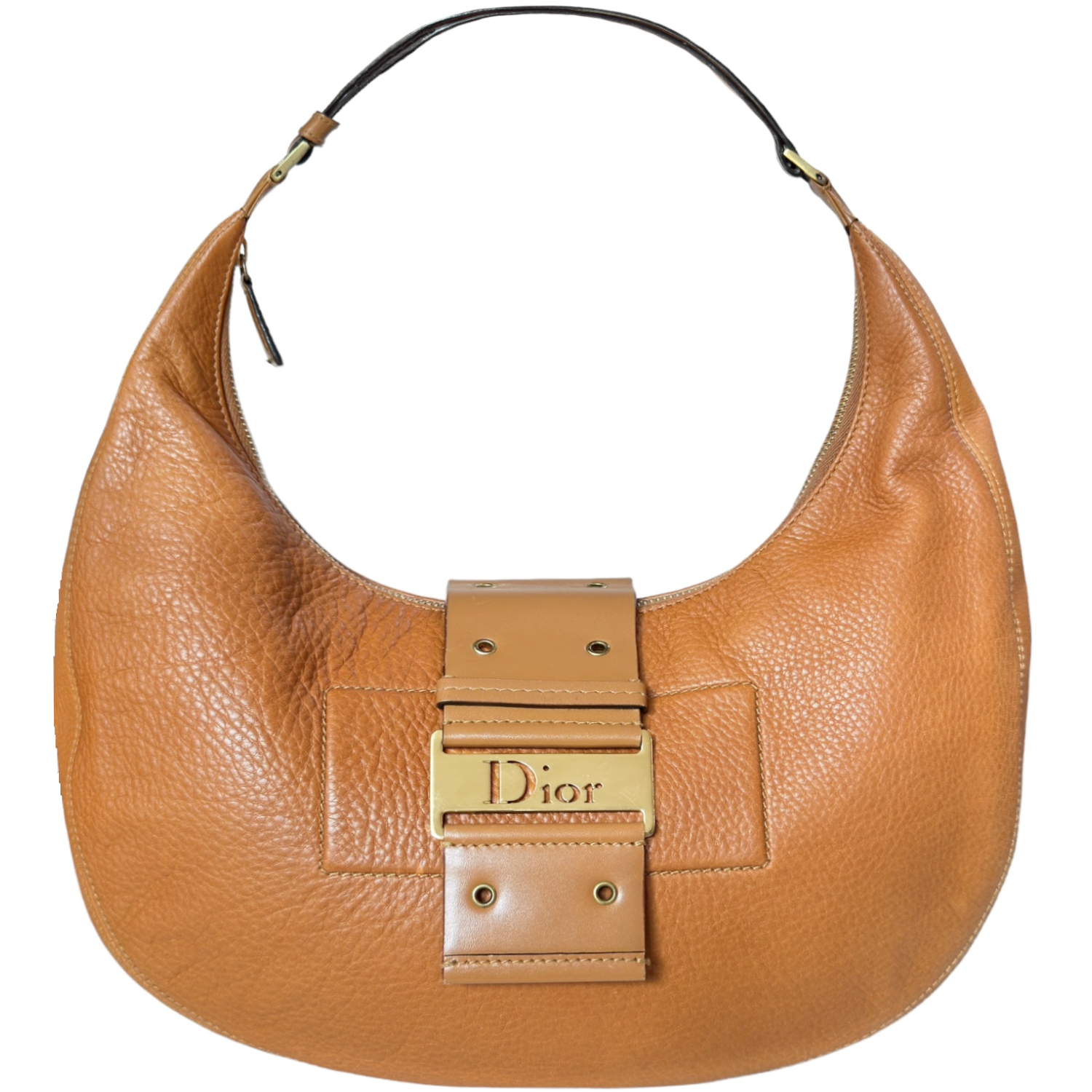Dior Leather Street Chic Half Moon Hobo Shoulder Bag in Tan Brown ...