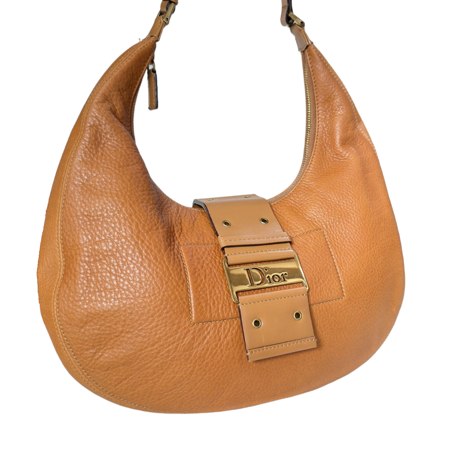 Dior Leather Street Chic Half Moon Hobo Shoulder Bag in Tan Brown ...