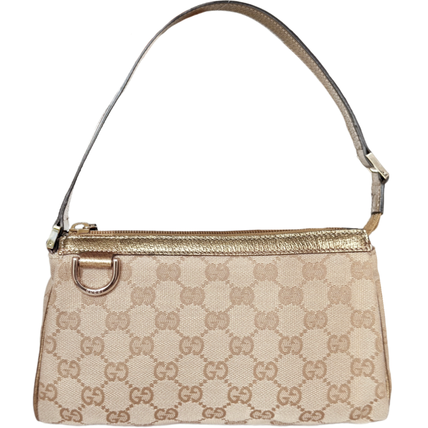 Gucci Monogram Mini Shoulder Bag in Beige / Metallic Gold – Nitryl