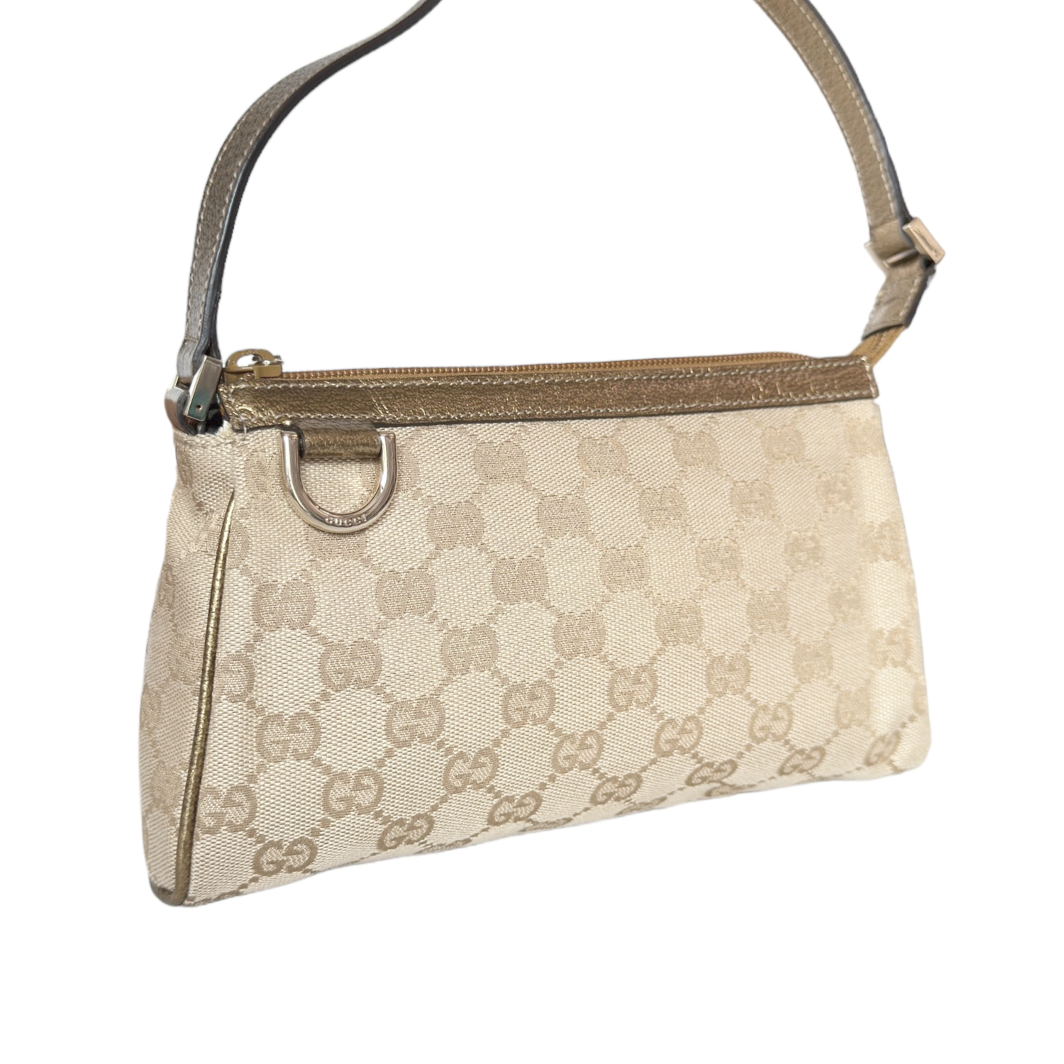 Gucci Monogram Mini Shoulder Bag in Beige / Metallic Gold – Nitryl